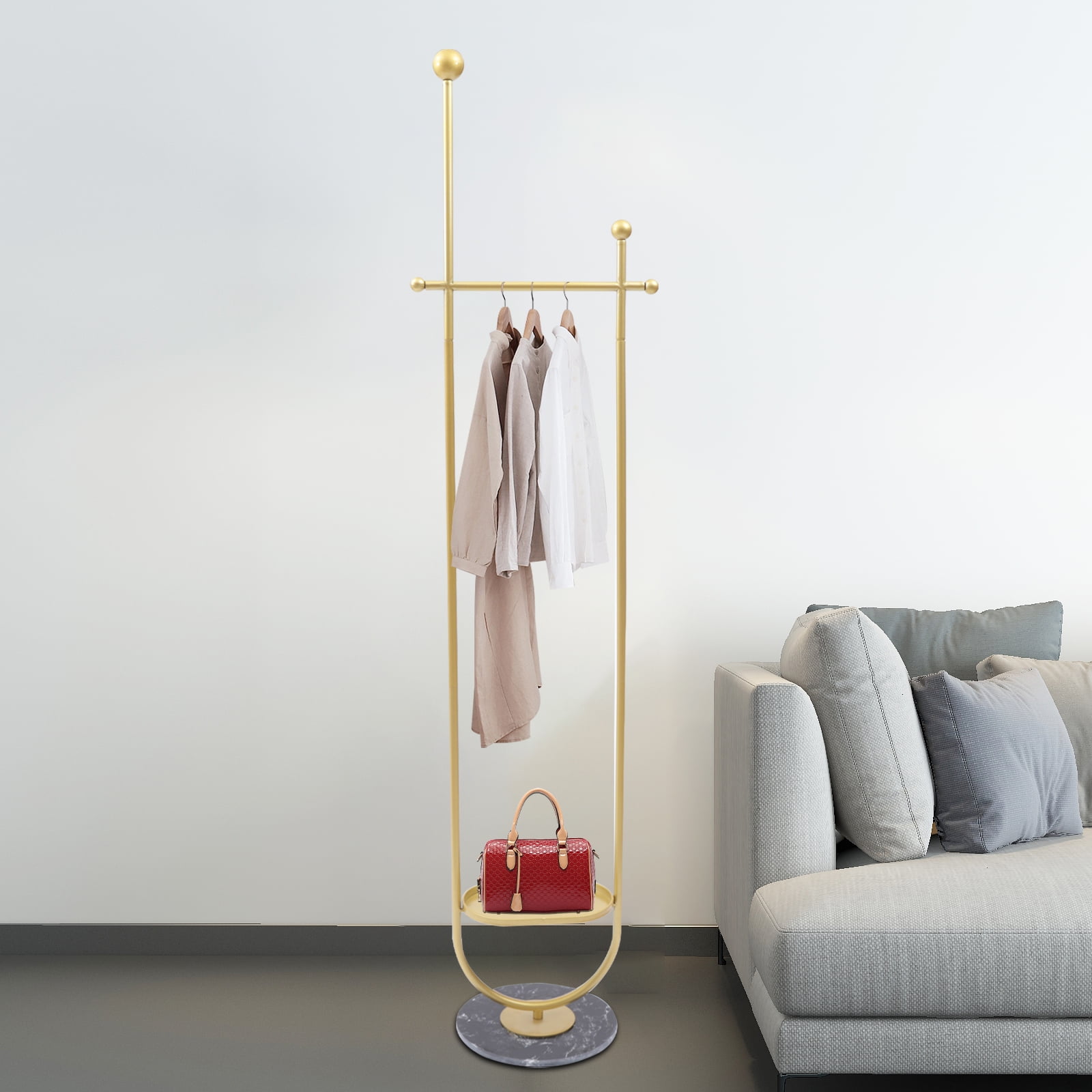 Miumaeov Gold Clothing Rack, Modern Garment Rack With Clapboard and ...