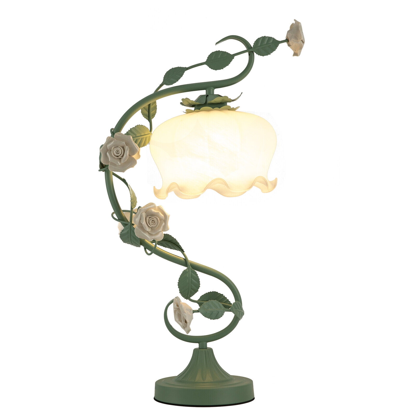 Miumaeov Green Flower Petal Table Lamp Bedroom Bedside Flower Night ...