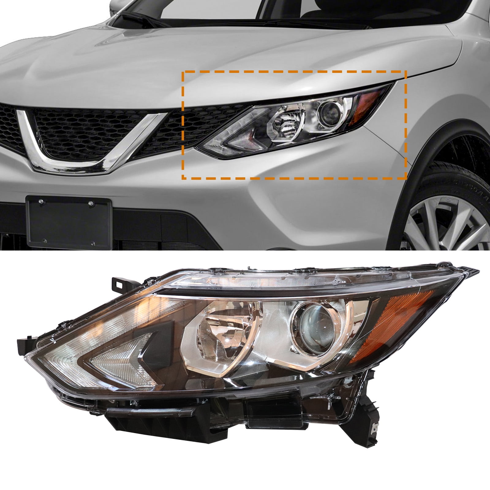 Miumaeov Halogen Headlight Assembly for 2017 2018 2019Nissan Rogue ...