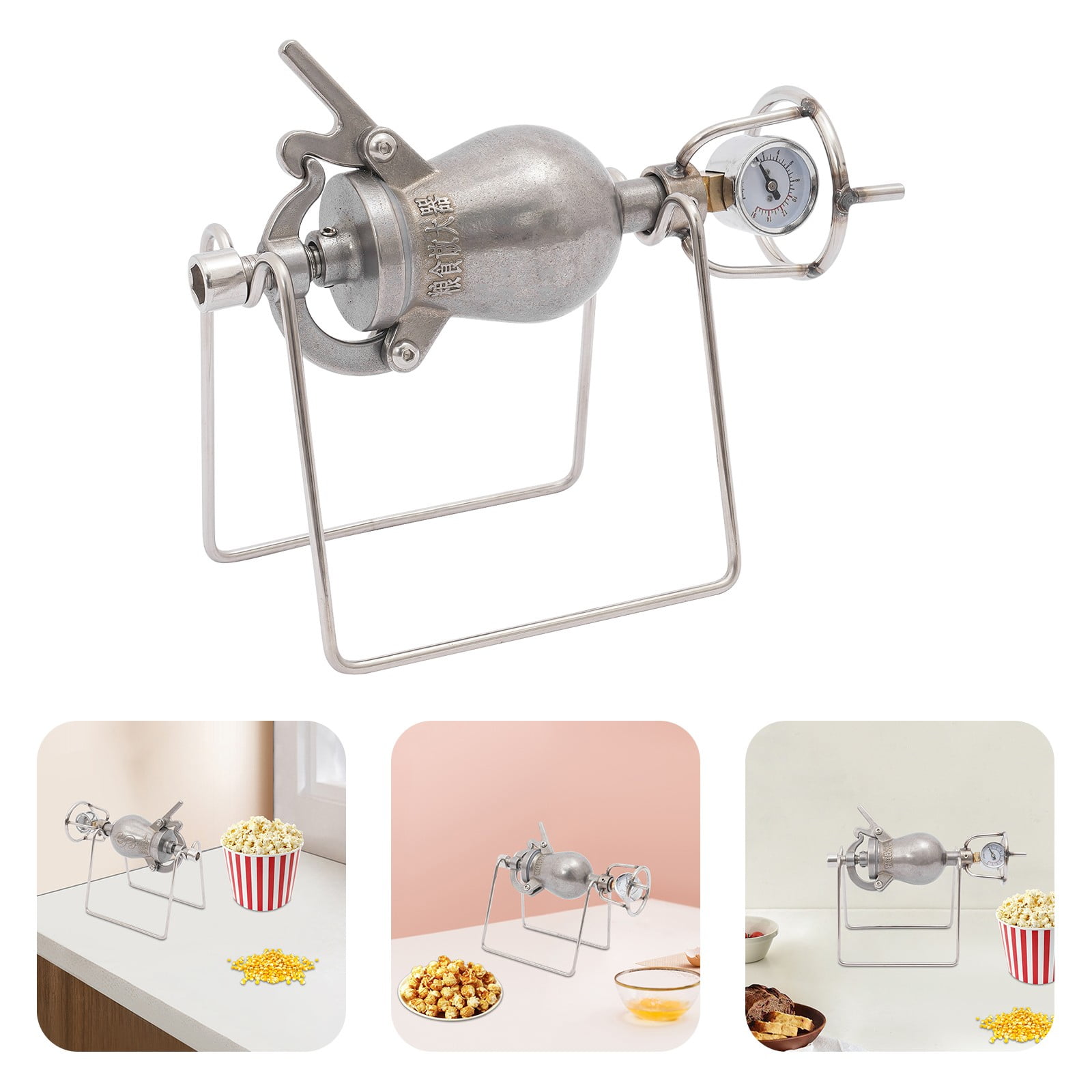 Miumaeov Hand-cranked Hand Popcorn Maker Home Use Mini Stainless Steel ...