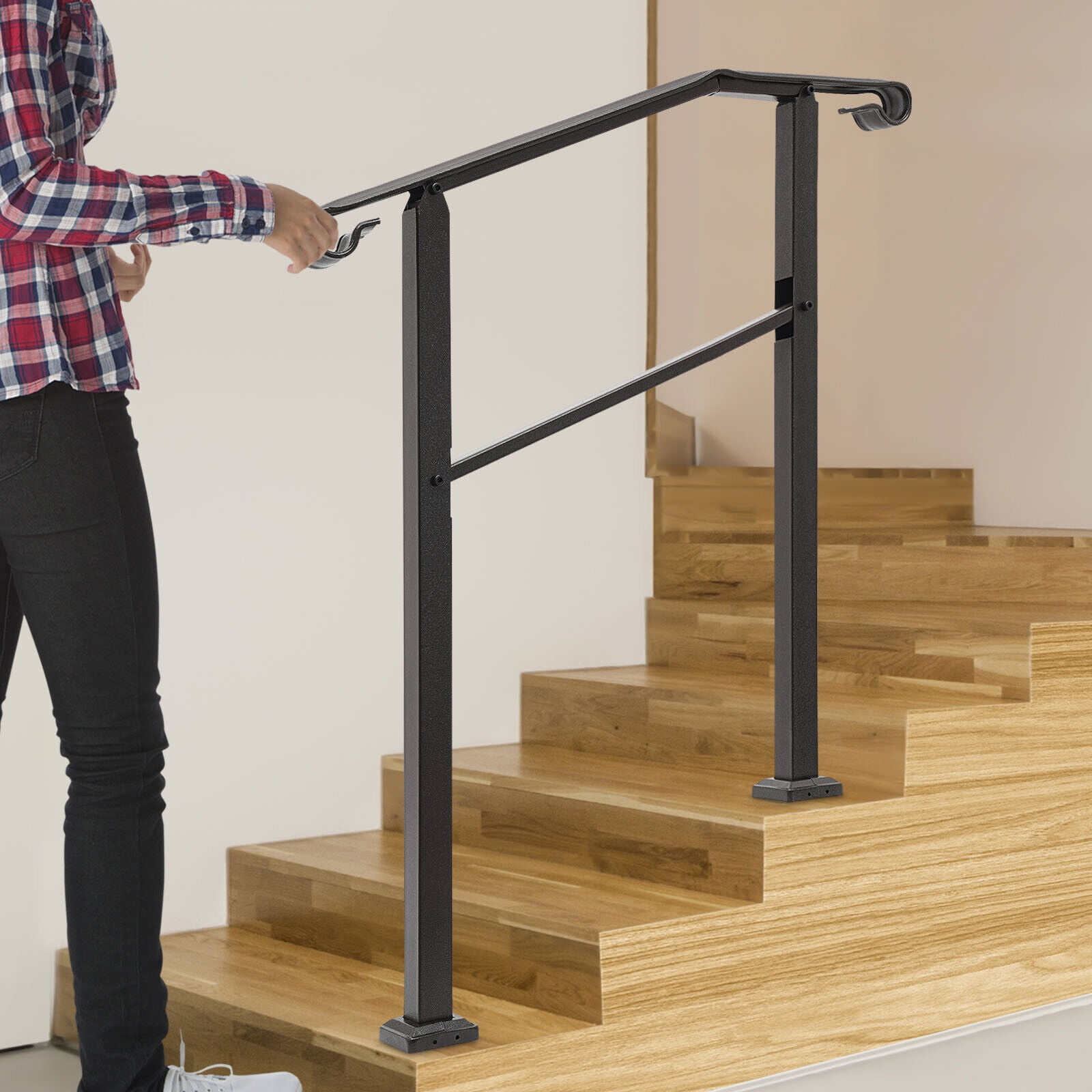 Miumaeov Handrails 3 Steps Staircase Handrail Outdoor Stair Railing for ...