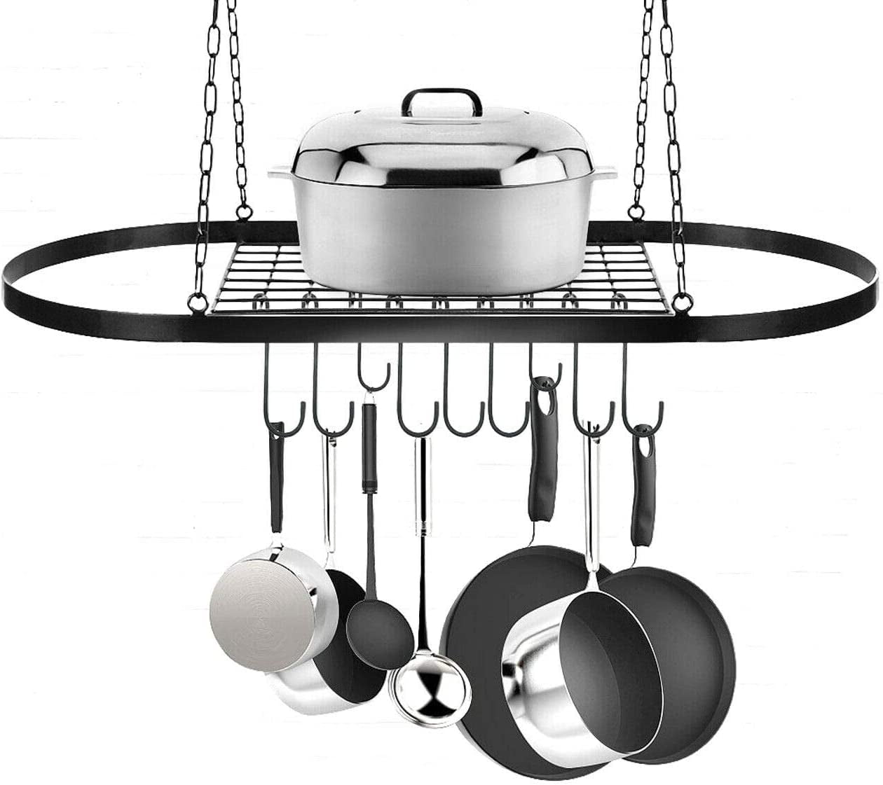 Miumaeov Overhead Kitchen Holder, Hanging Pot Rack, Cookware Storage ...