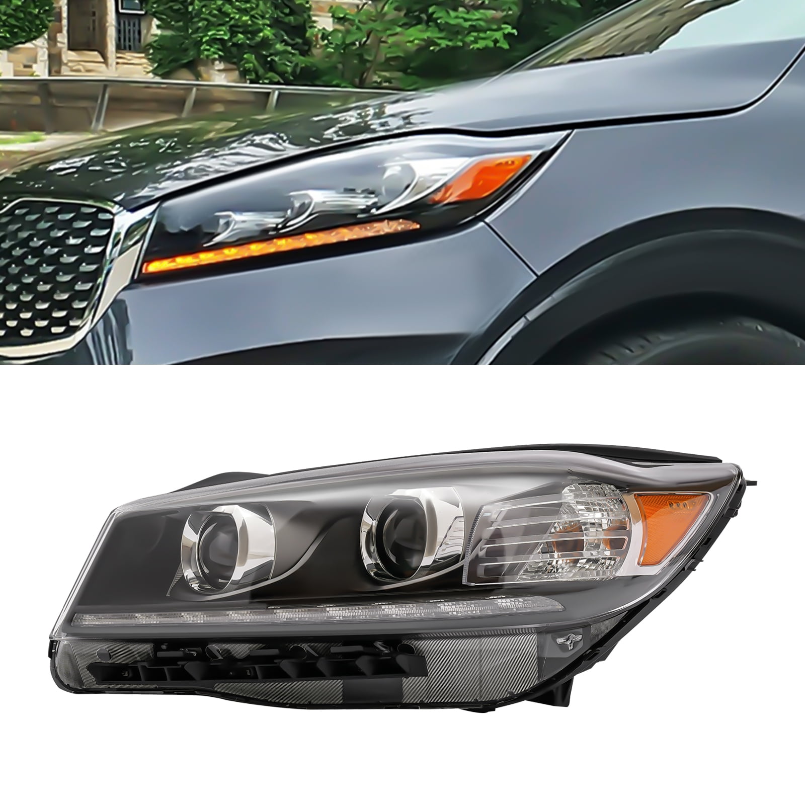 Miumaeov Headlight for 2019 2020Kia Sorento Models Halogen with LED DRL ...
