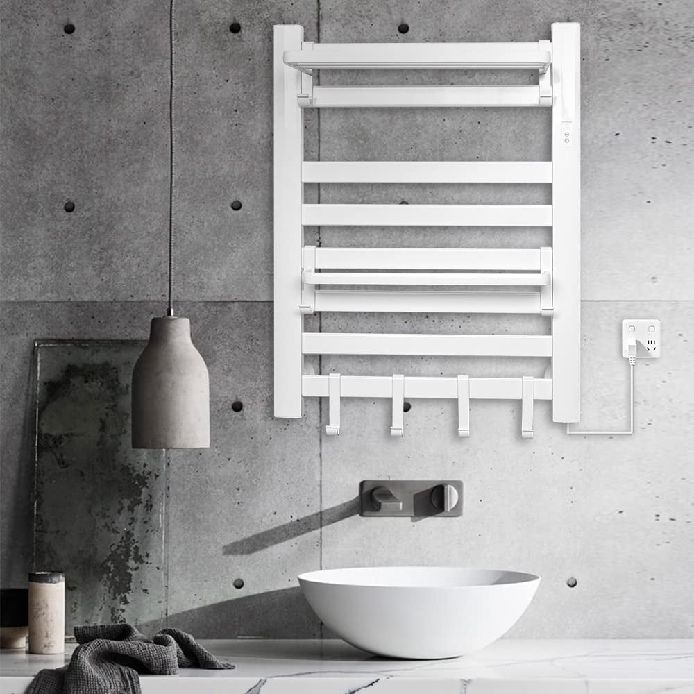 Miumaeov Heated Towel Warmer Rack for Bathroom Wall Mounted Hot Towel ...
