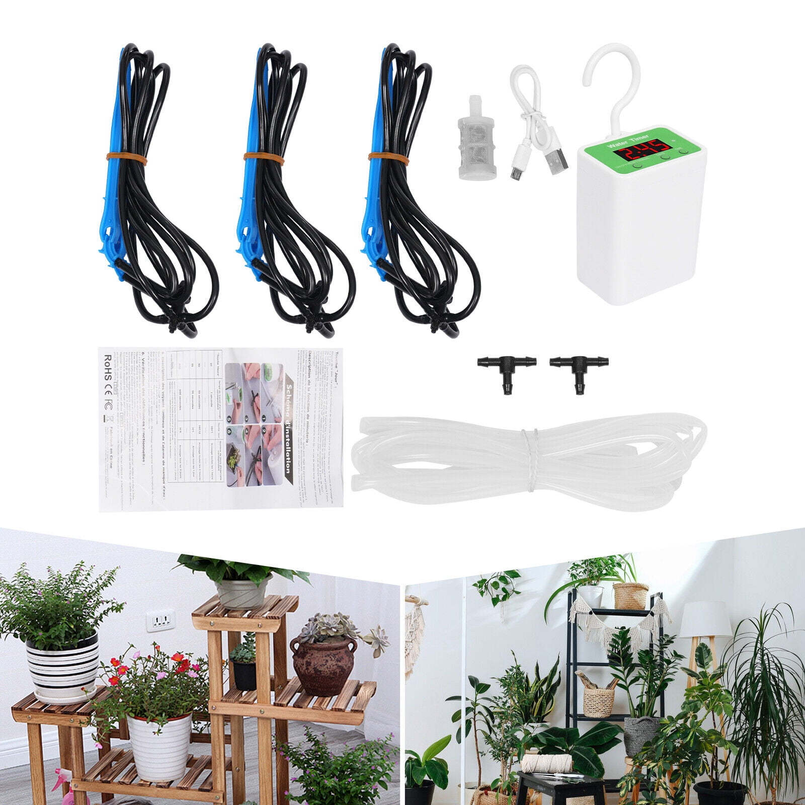 Miumaeov Home Automatic Drip Irrigation Kit with 12 Watering Piles Self ...
