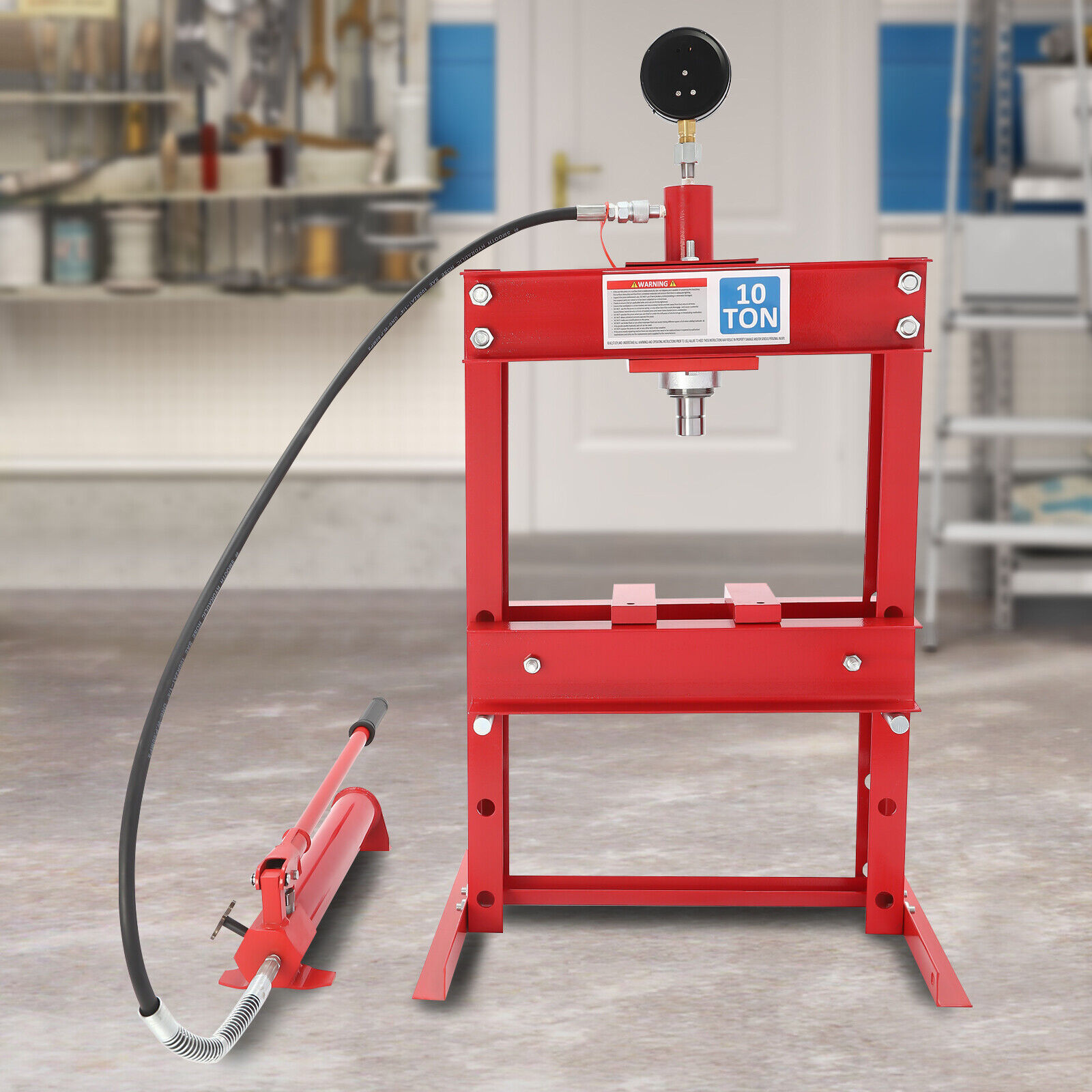 Miumaeov Hydraulic Shop Press 10 Ton w/ Press Plates H-Frame Benchtop ...