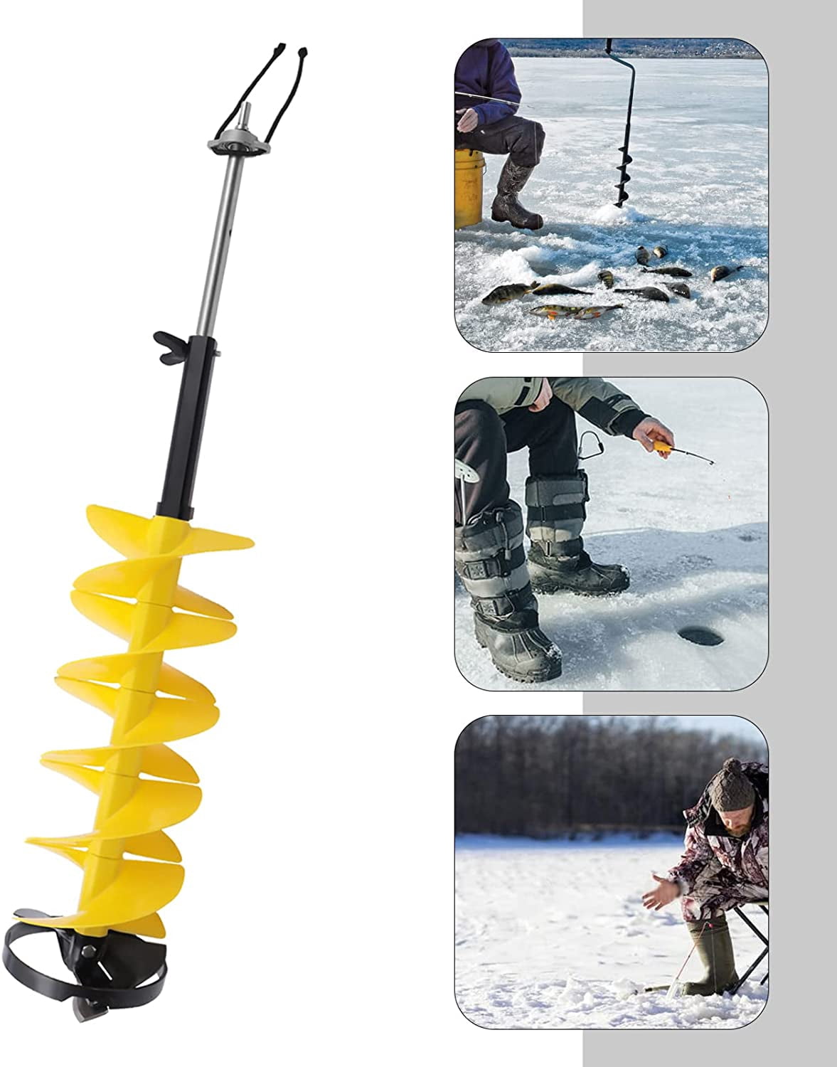 Miumaeov Electric Ice Fishing Drill Auger, 8" Cordless Nylon Bit with ...