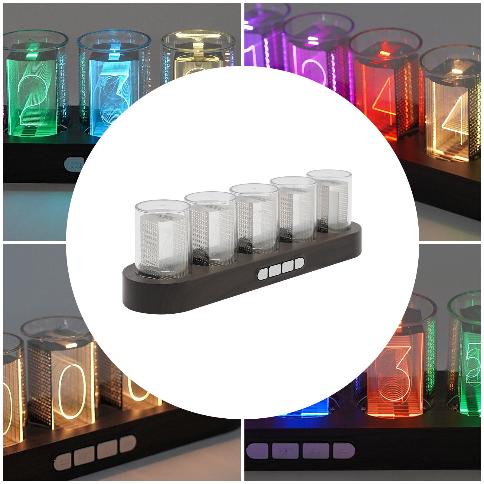 Miumaeov Imitation Nixie Tube Clock 5-Bit Glow Tube RGB Creative Clock ...
