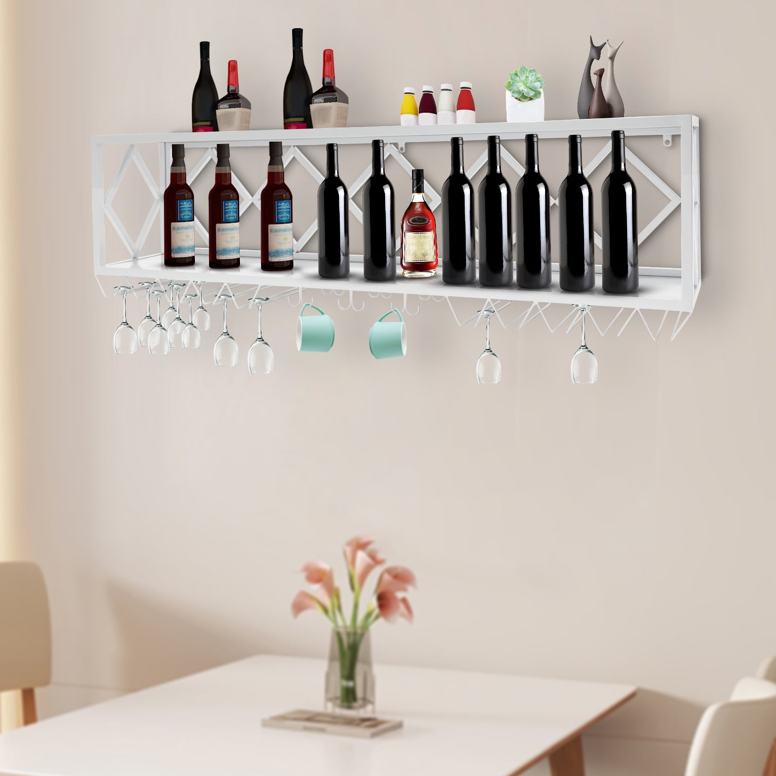 Miumaeov Industrial Metal Floating Bar Shelves Wine Shelf Display Rack ...