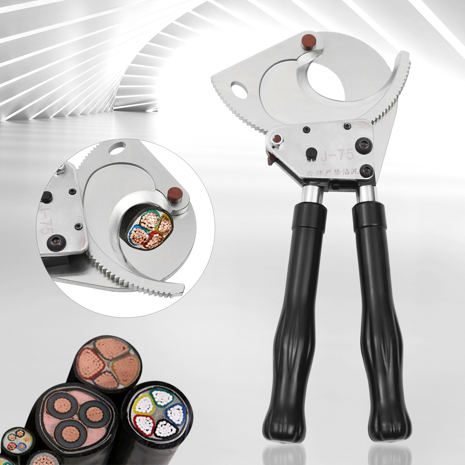 Miumaeov J75 Ratchet Cable Cutter Aluminum Copper Cable Ratcheting Wire ...