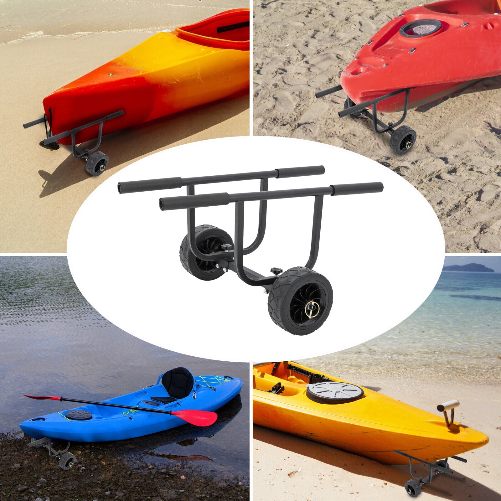 Miumaeov Kayak Canoe Boat Carrier Rack Dolly Trailer Trolley Transport ...