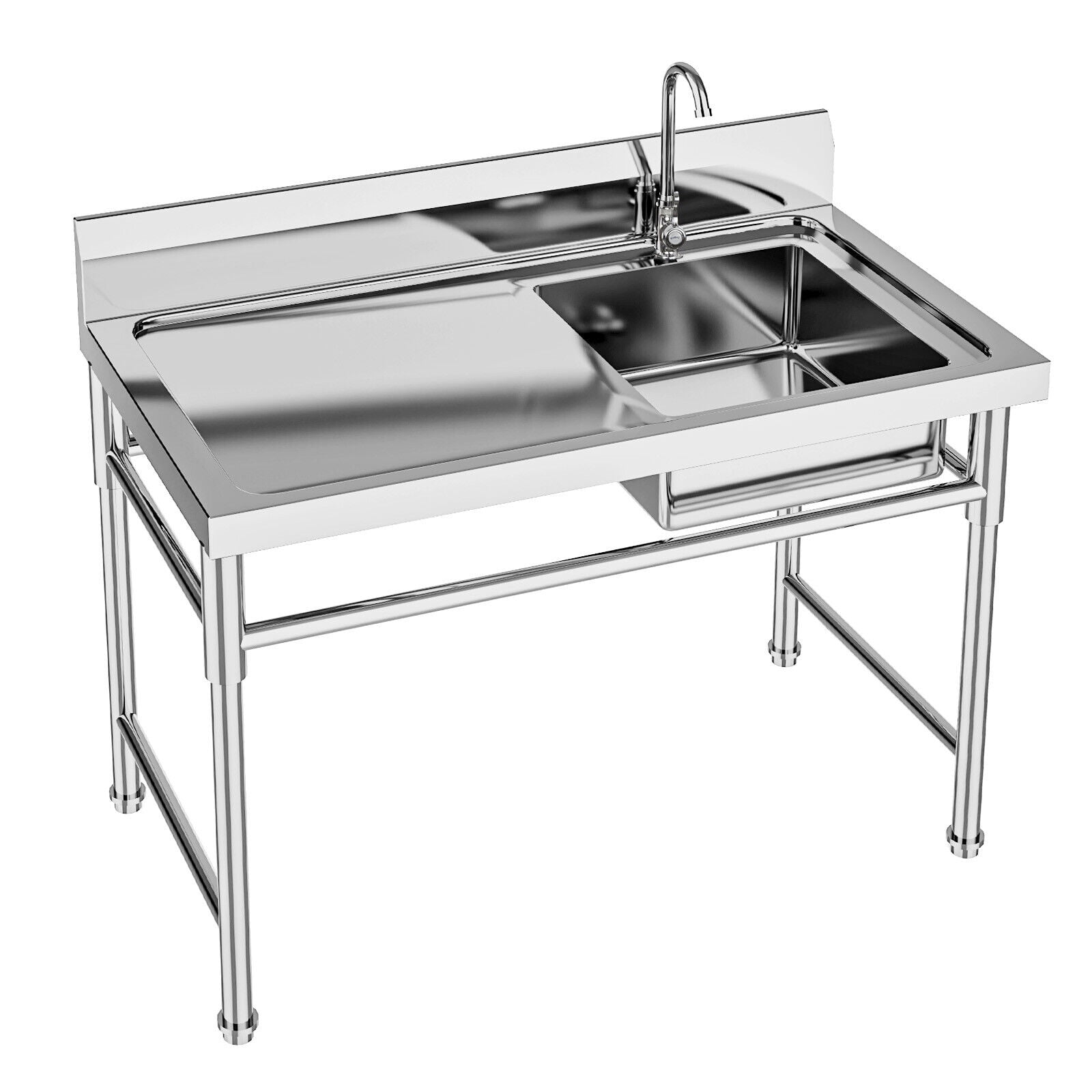 Miumaeov Kitchen Sink Unit Restaurant Preparation Table & Large Sink ...