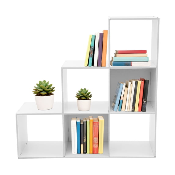 Miumaeov L-Shaped 3-Tier 6-Cube Bookcase PVC Open Storage Shelf ...