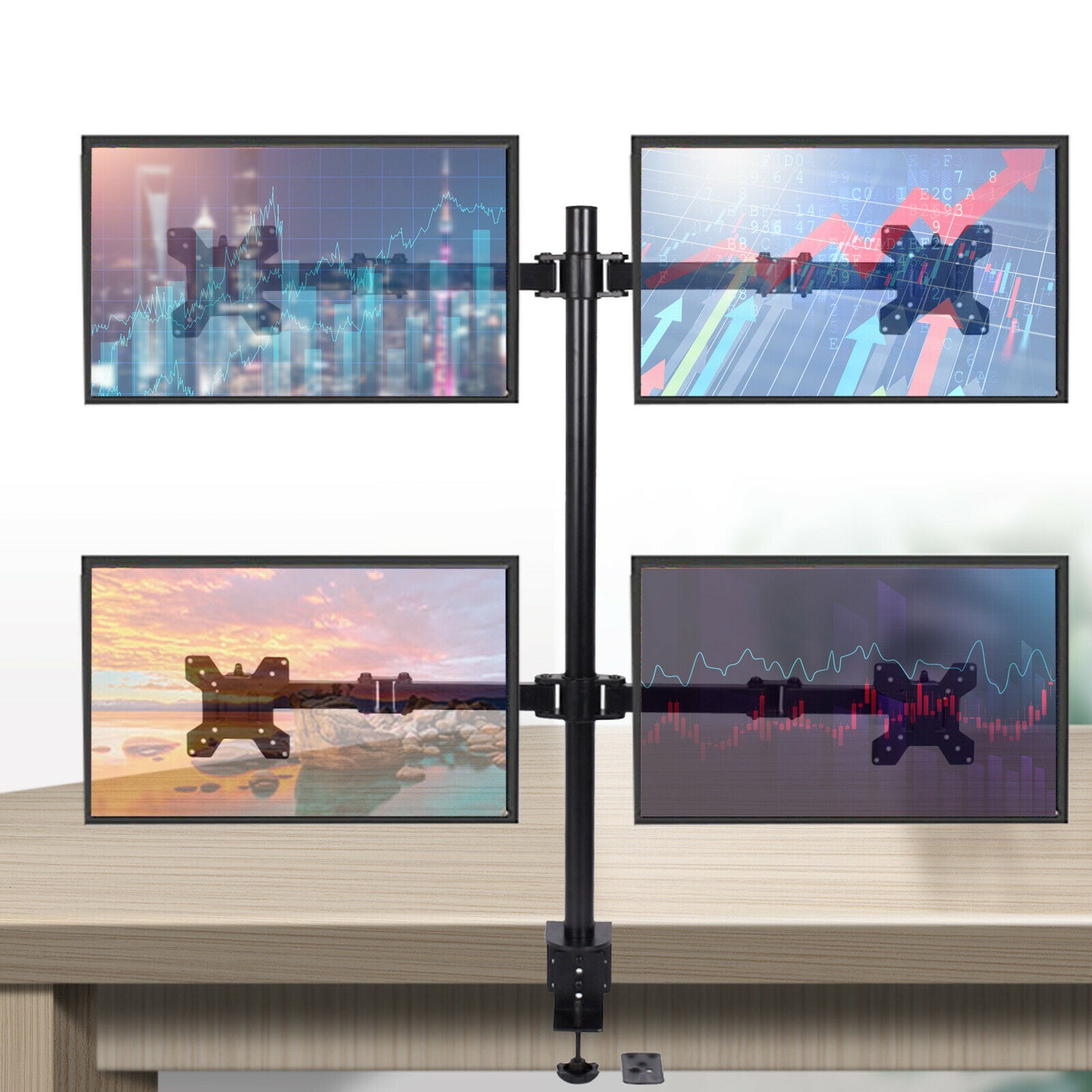 Miumaeov LCD Monitor Stand Screen Bracket Adjustable For 4 Screens 10 ...
