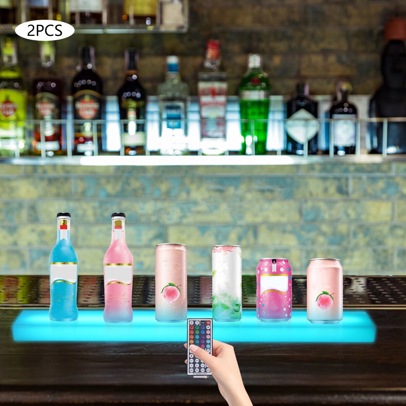 Miumaeov LED Acrylic Bar Rack, Wall Mounted Lighted Liquor Display ...