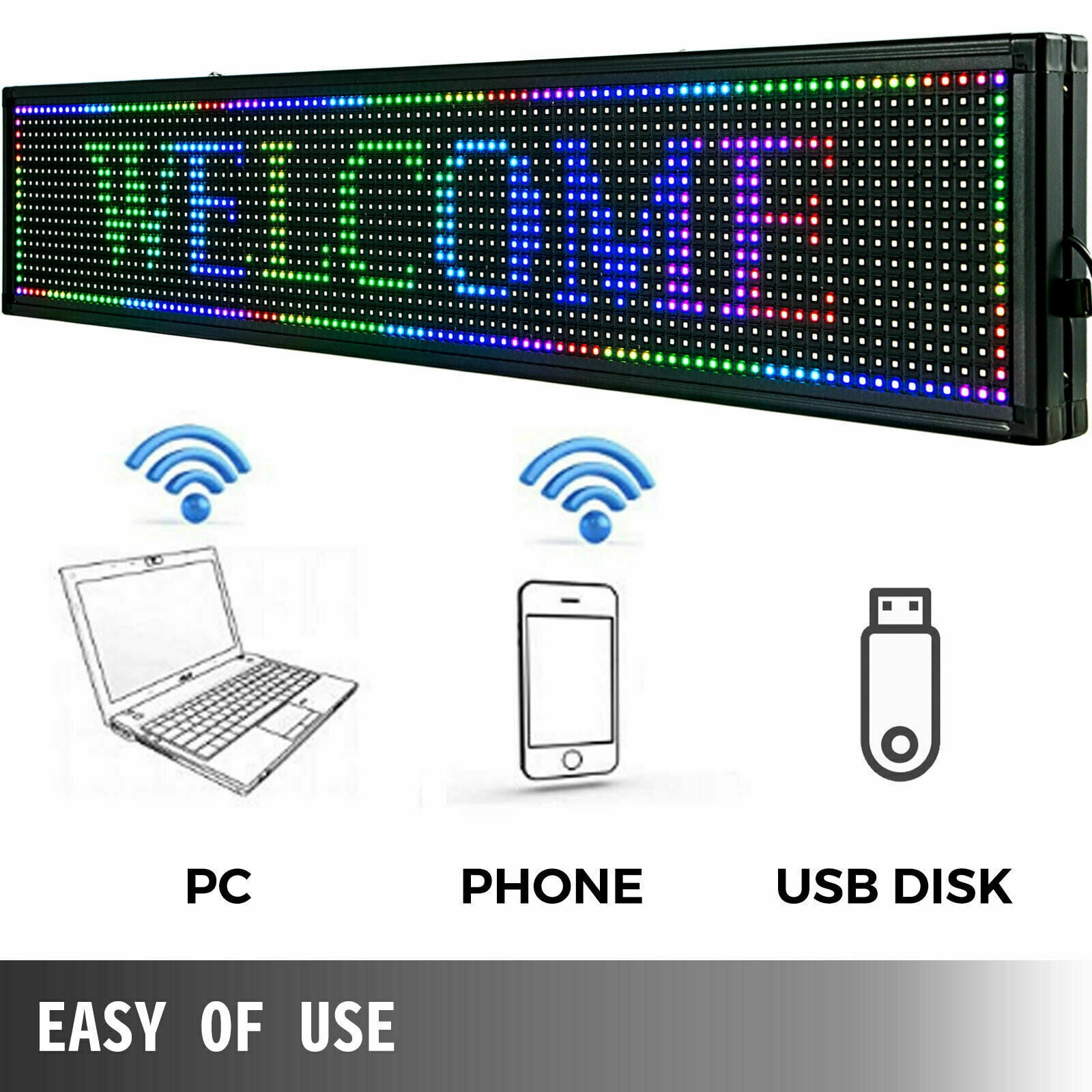 Miumaeov LED Sign Scrolling 40 x 8 inch Seven-color Sign Programmable ...