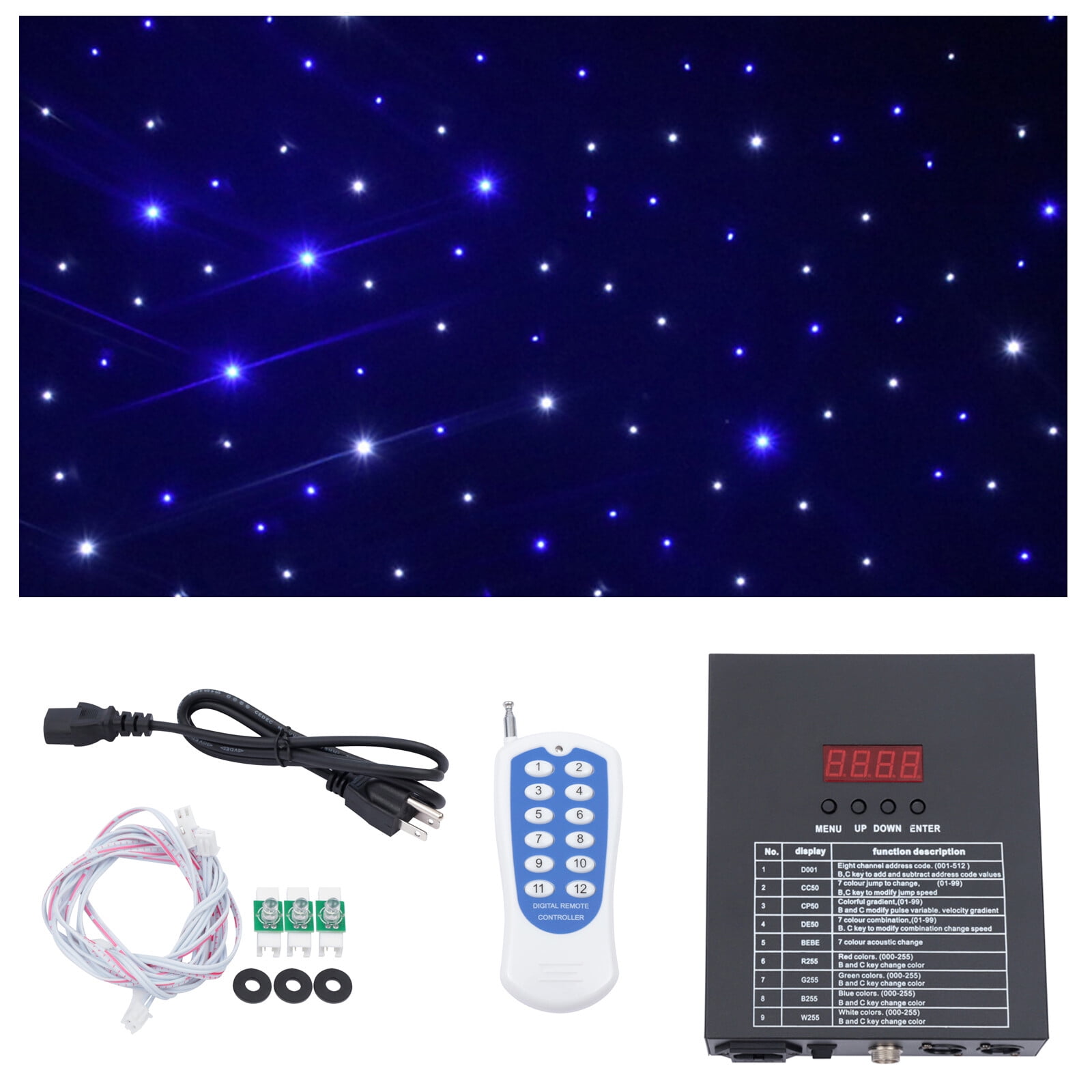 Miumaeov LED Star Stage Backdrop Curtain White & Blue Starlight Sky ...