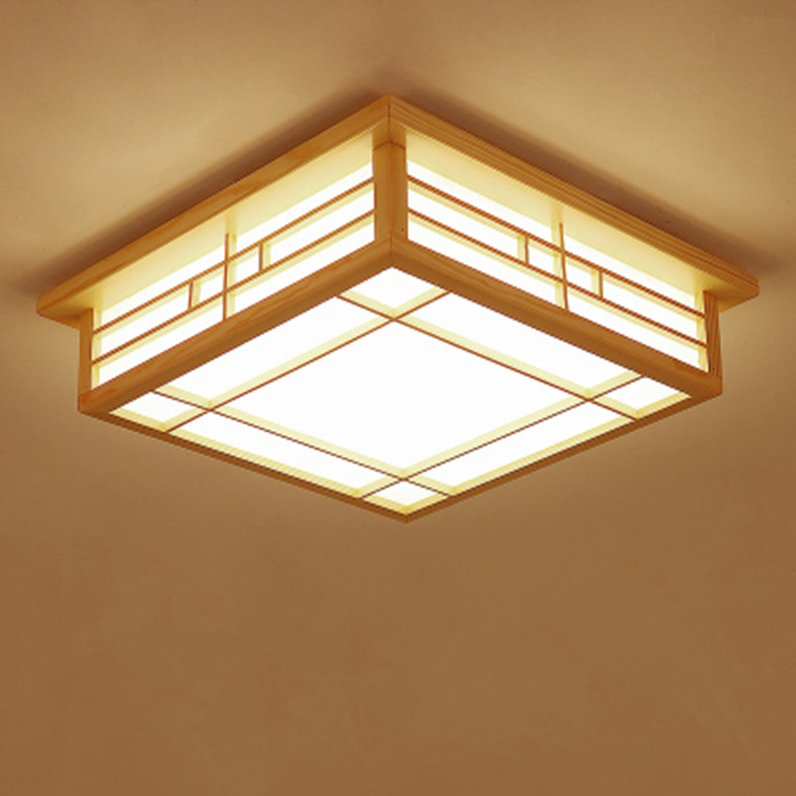 Miumaeov LED Wood Square Tatami Ceiling Light Fixture Chinese Japanese ...