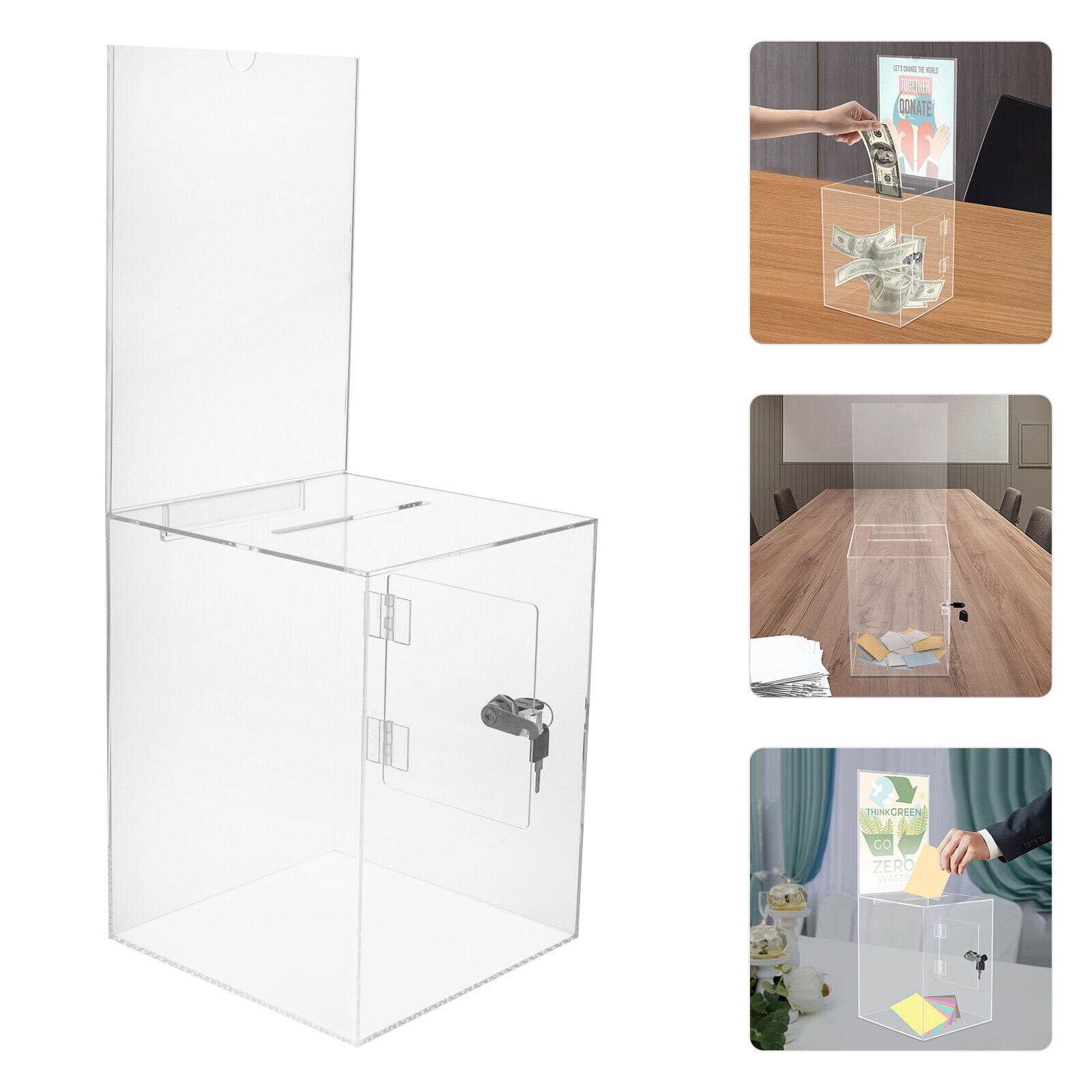 Miumaeov Large Acrylic Suggestion Box Clear Ballot Donation Box Voting ...