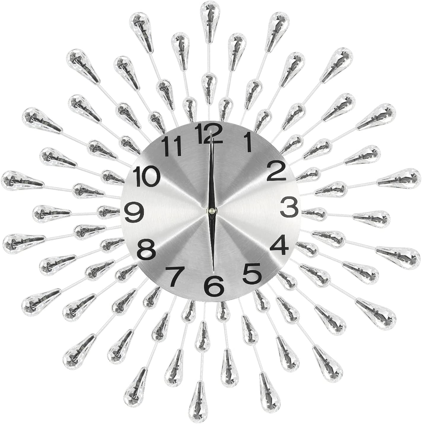 Miumaeov Large Crystal Wall Clock for Living Room Decor Modern Silent ...