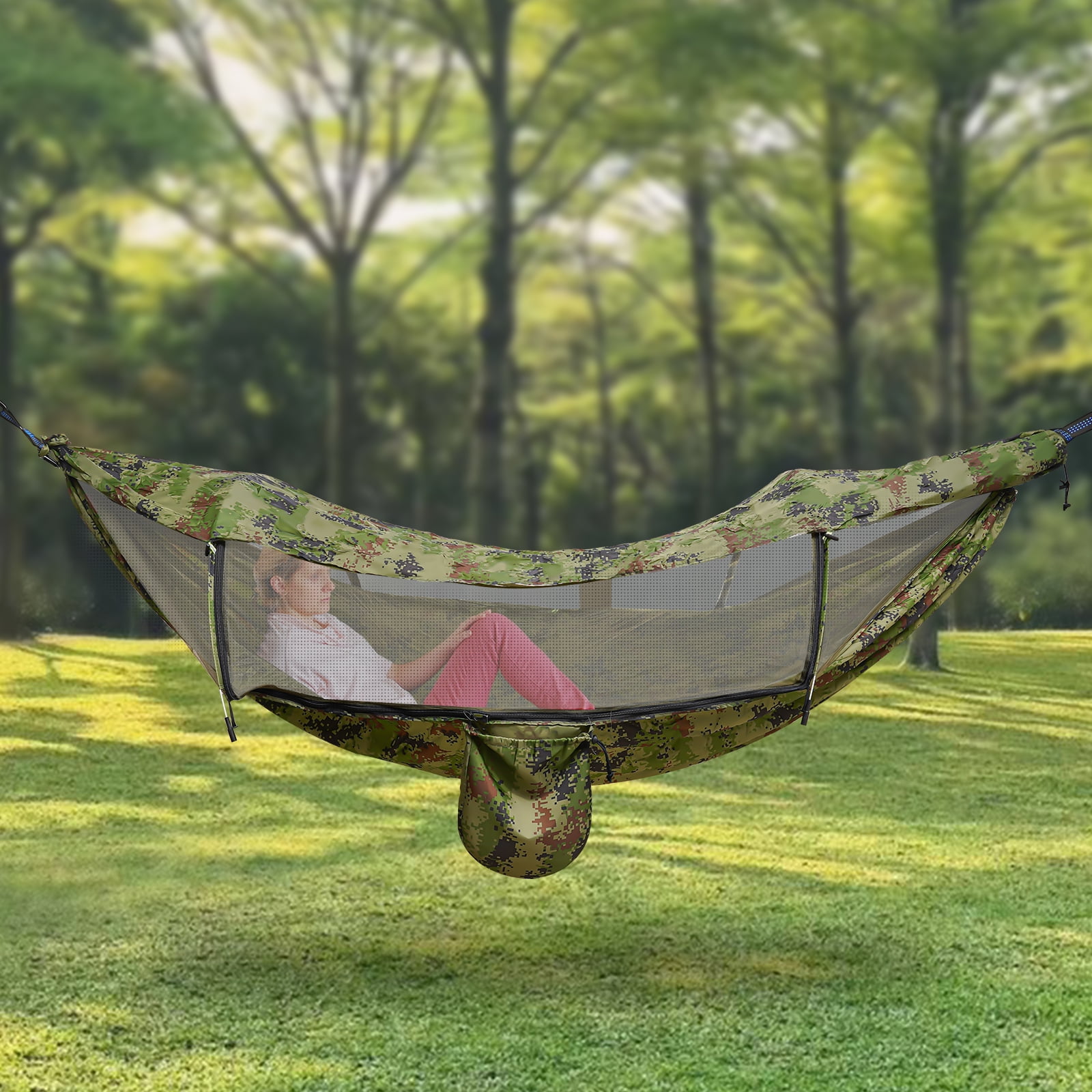 Miumaeov Lightweight Backpacking Ground Hammock Tent up to 440Lbs 4 in ...