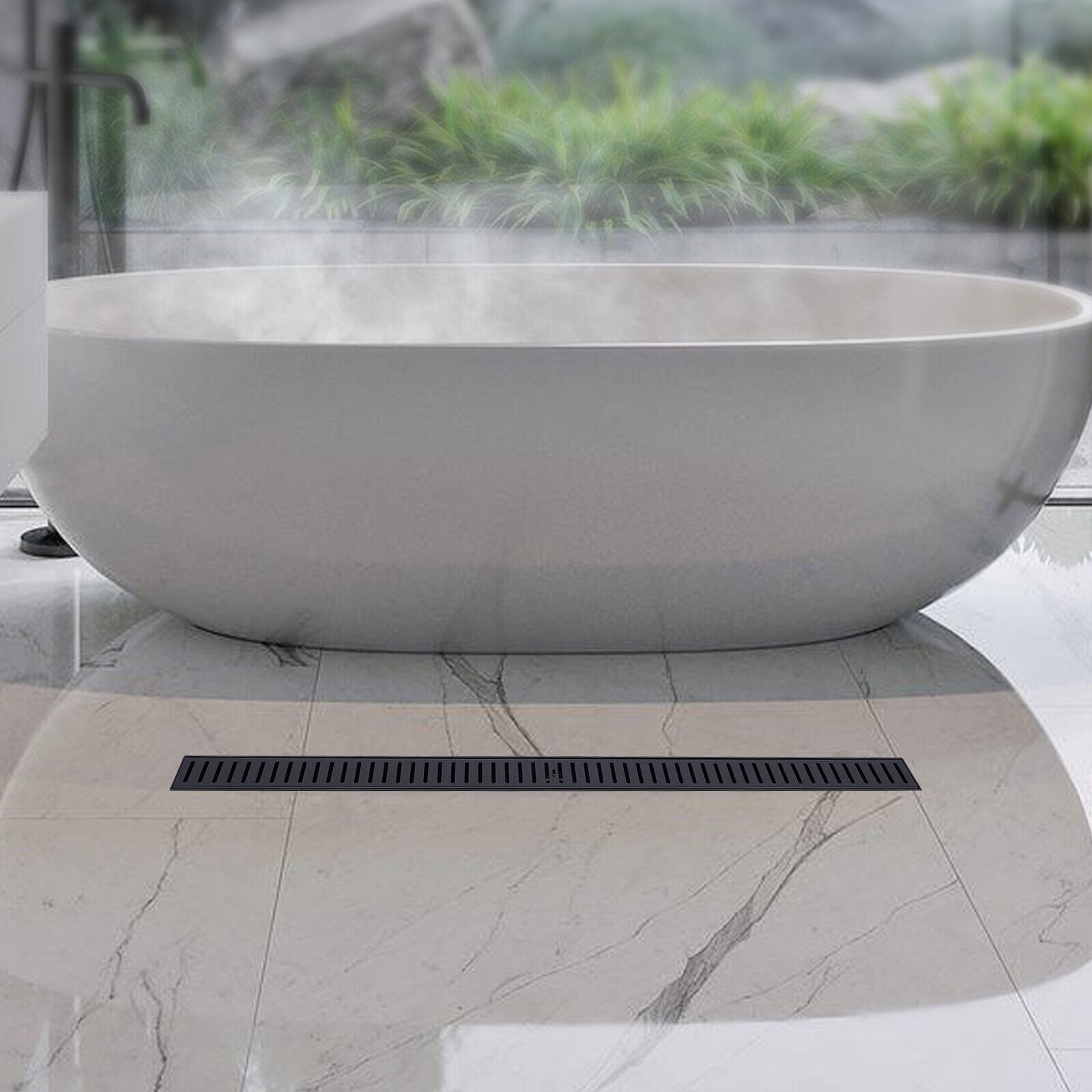 Miumaeov Linear Shower Drain 304 Stainless Steel Black Rectangle Shower ...