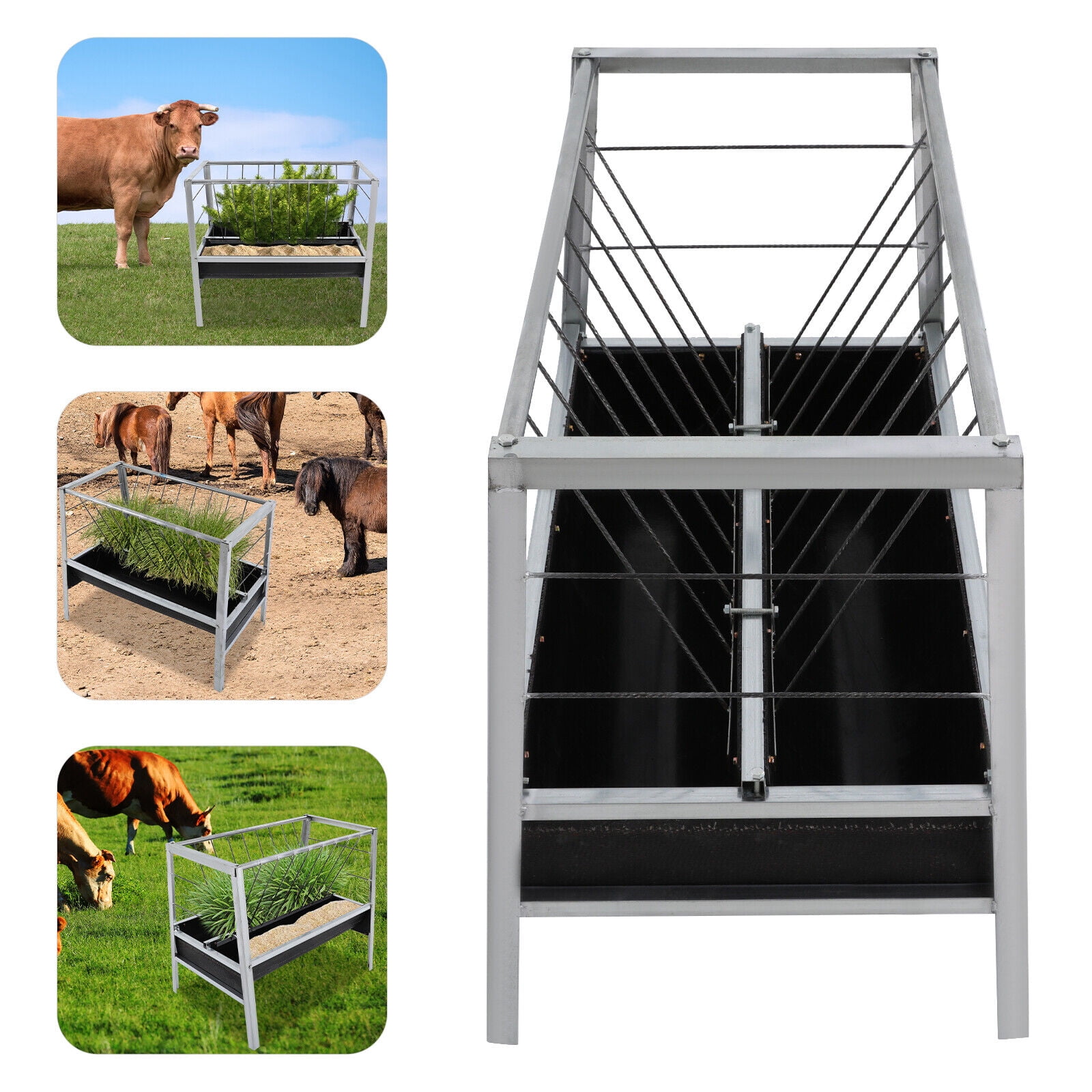 Miumaeov Livestock Feed Trough Rectangular Goats Sheep Grain& Hay ...