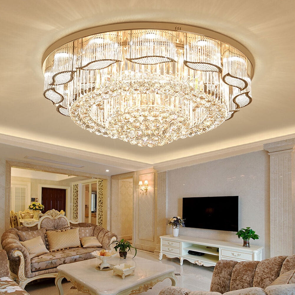 Miumaeov Luxury Crystal Ceiling Light Flush Mount LED Chandelier Pendant Lamp Fixture 3-Color ...