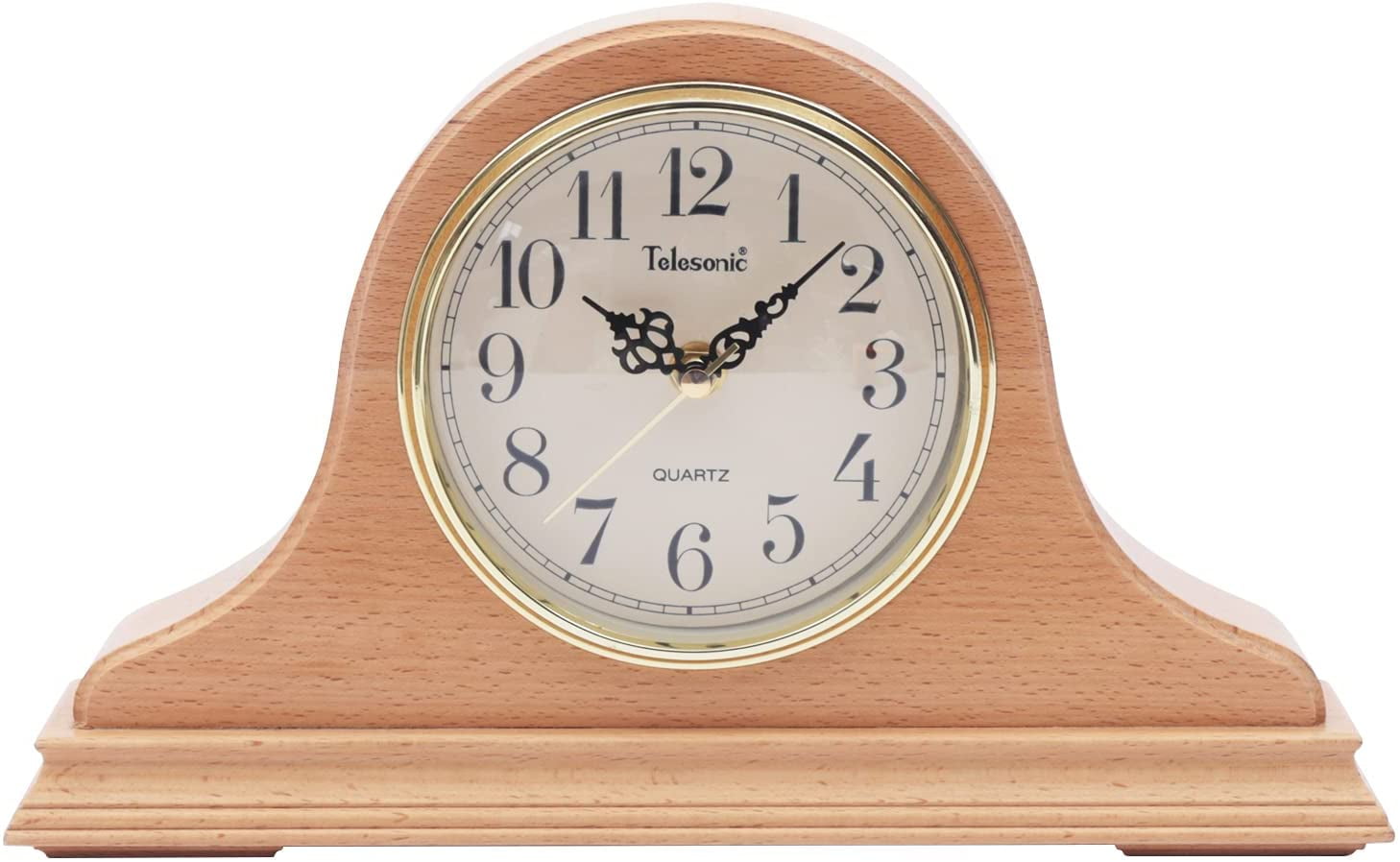 Miumaeov Wooden Mantel Clock, Silent Vintage Table Clock for Home Decor ...