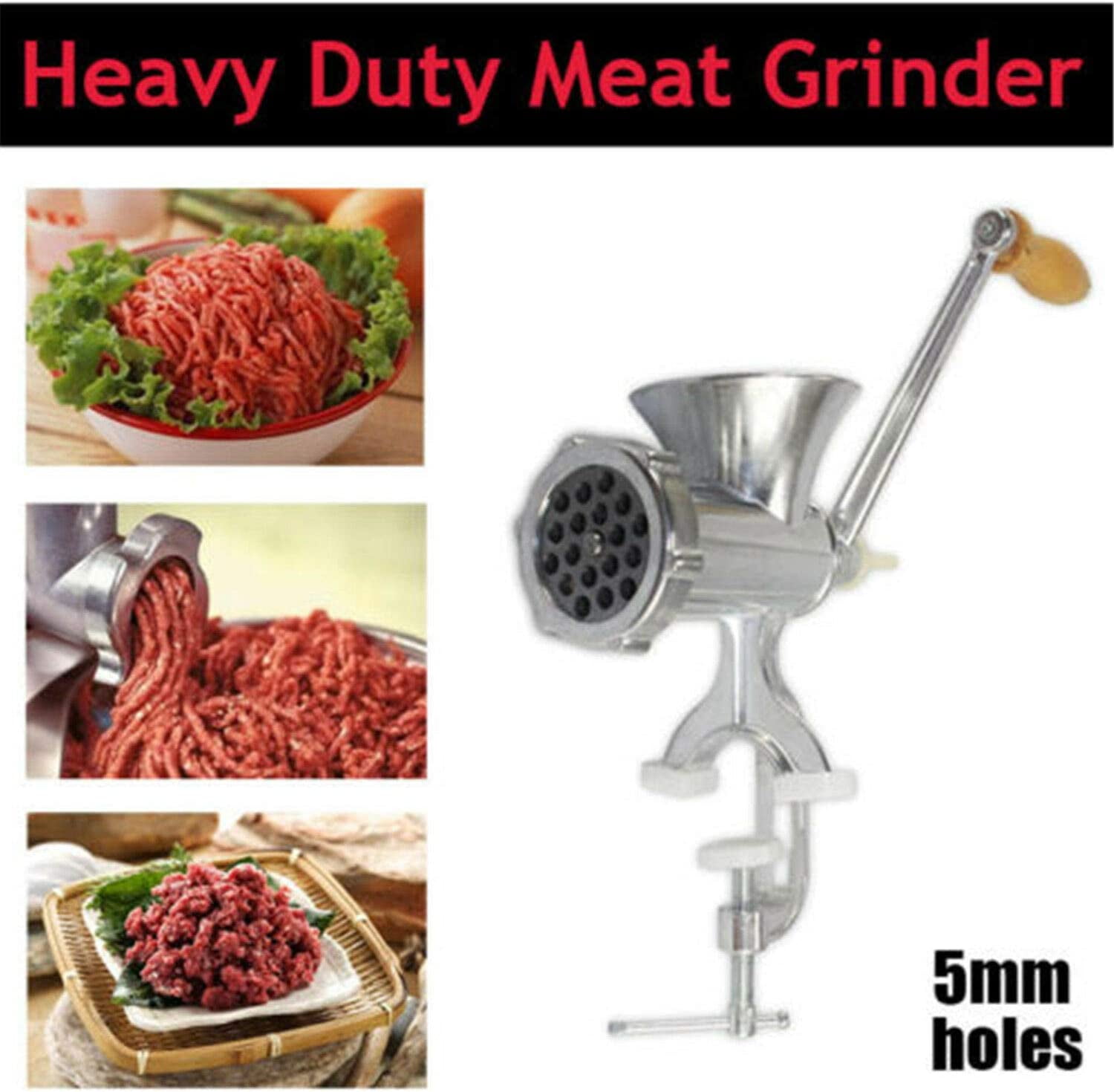 Miumaeov Portable Manual Meat Grinder, Aluminum Alloy Food Mincer with ...
