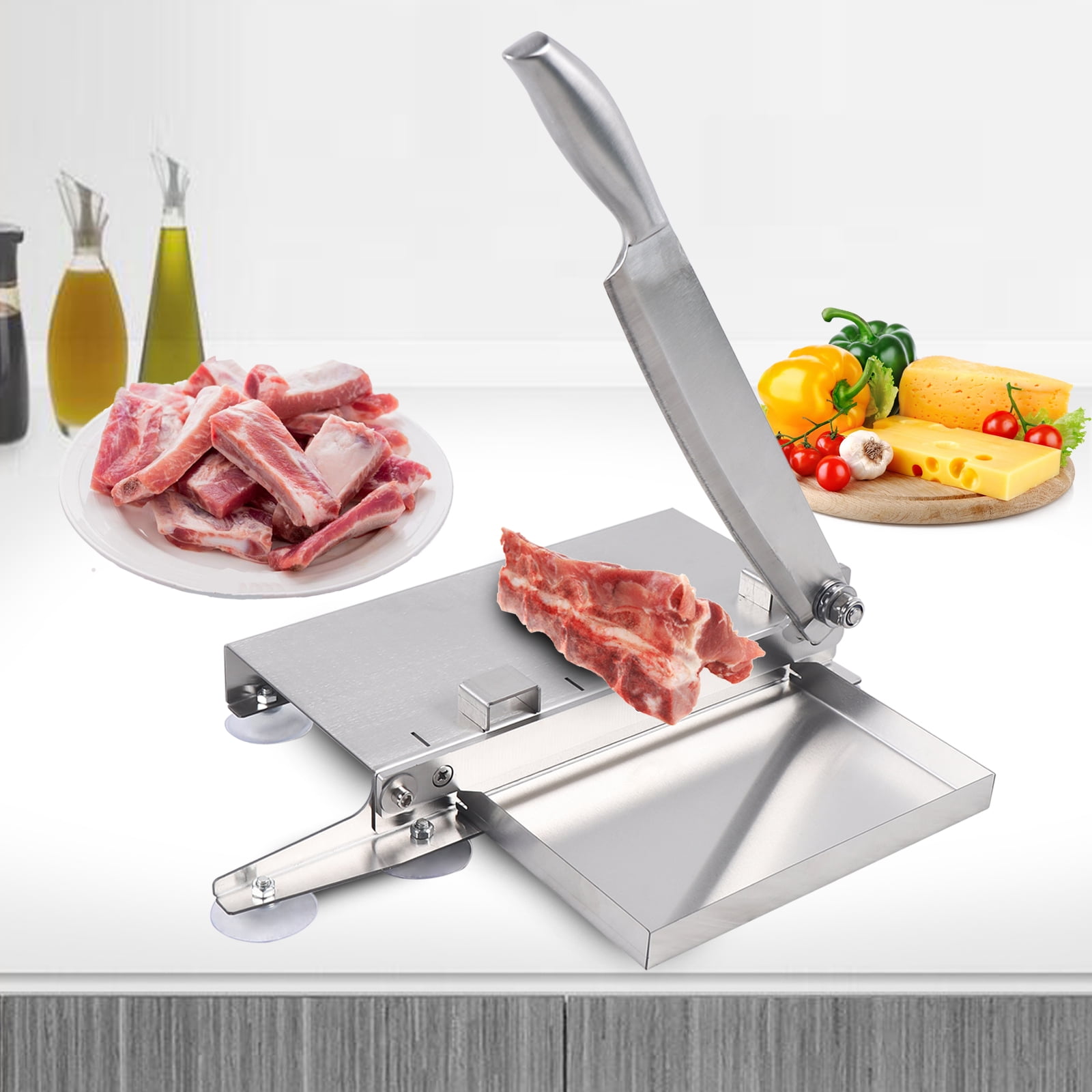 Miumaeov Manual Meat Slicer Meat Bone Cutter Stainless Stee Rib Chicken ...
