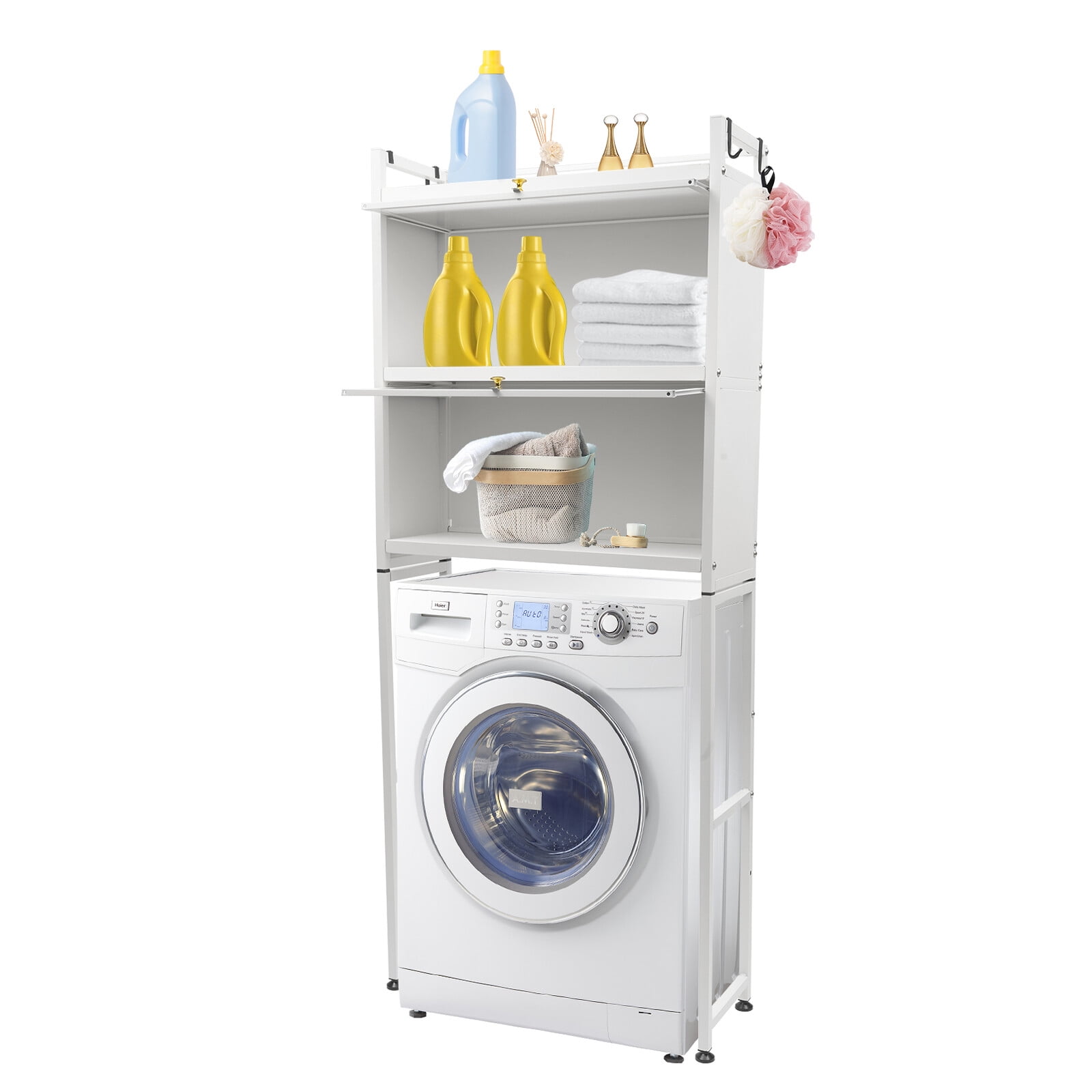 Miumaeov Metal 3-Tier Over Washing Machine Storage Rack Shelf Organizer ...