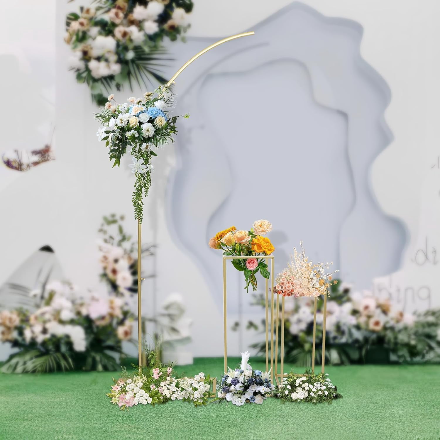 Miumaeov Metal Arch Wedding Backdrop Stand, Ballon Arch Stand 6.56Ft(2M ...