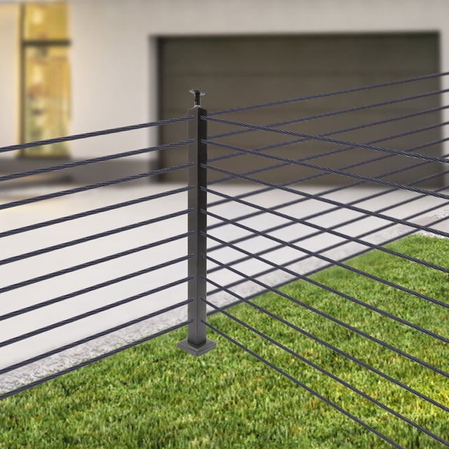Miumaeov Metal Cable Railing Post L-drilled Stainless Steel Black ...