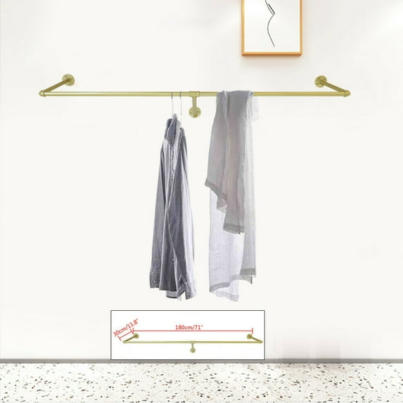 Miumaeov Metal Wall Mounted Clothes Hanging Rack Industrial Pipe ...