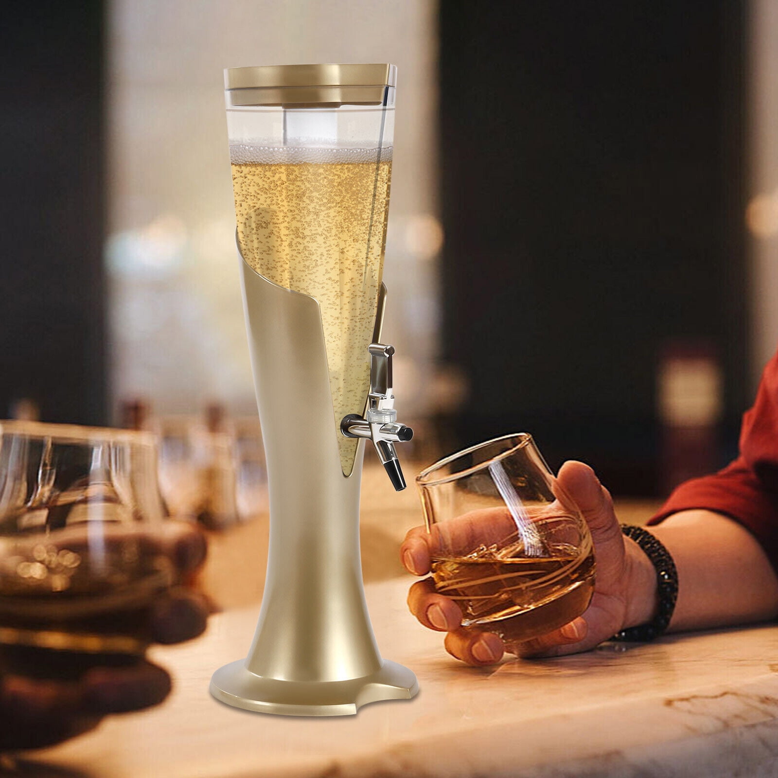 Miumaeov Mimosa Tower Beer Tower with Ice Tube and LED Light Tabletop ...