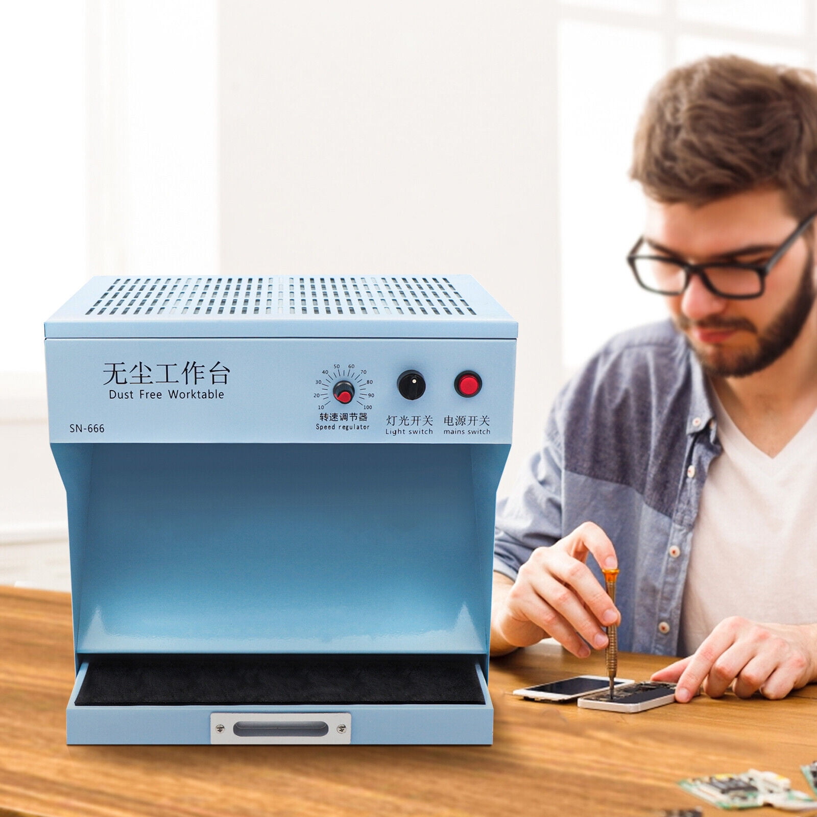 Miumaeov Mini Dust Free Working Table, Portable Laminar Air Flow Clean ...