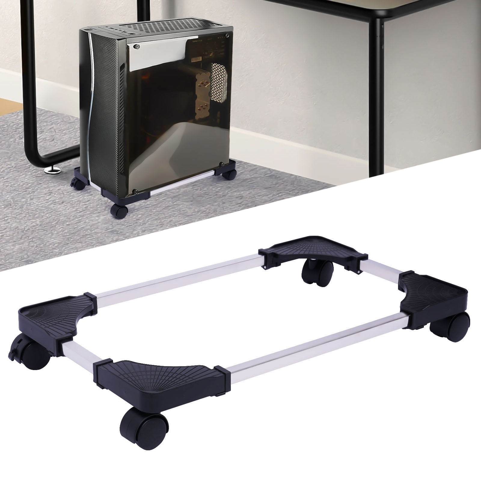 Miumaeov Mobile CPU Stand Adjustable Computer Tower Stand with 4 Caster ...