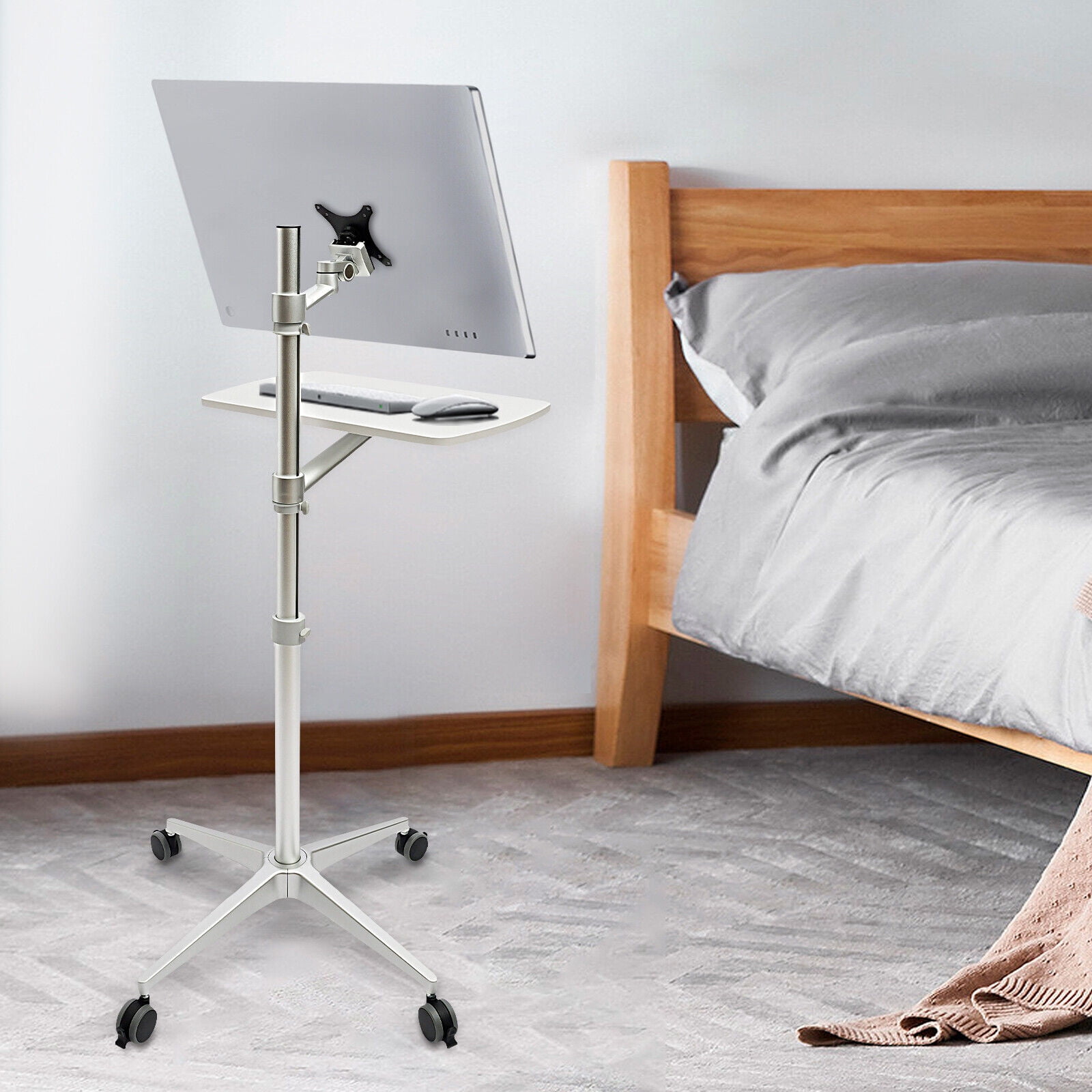 Miumaeov Mobile Desk Rolling Cart with Lockable Wheels Height ...