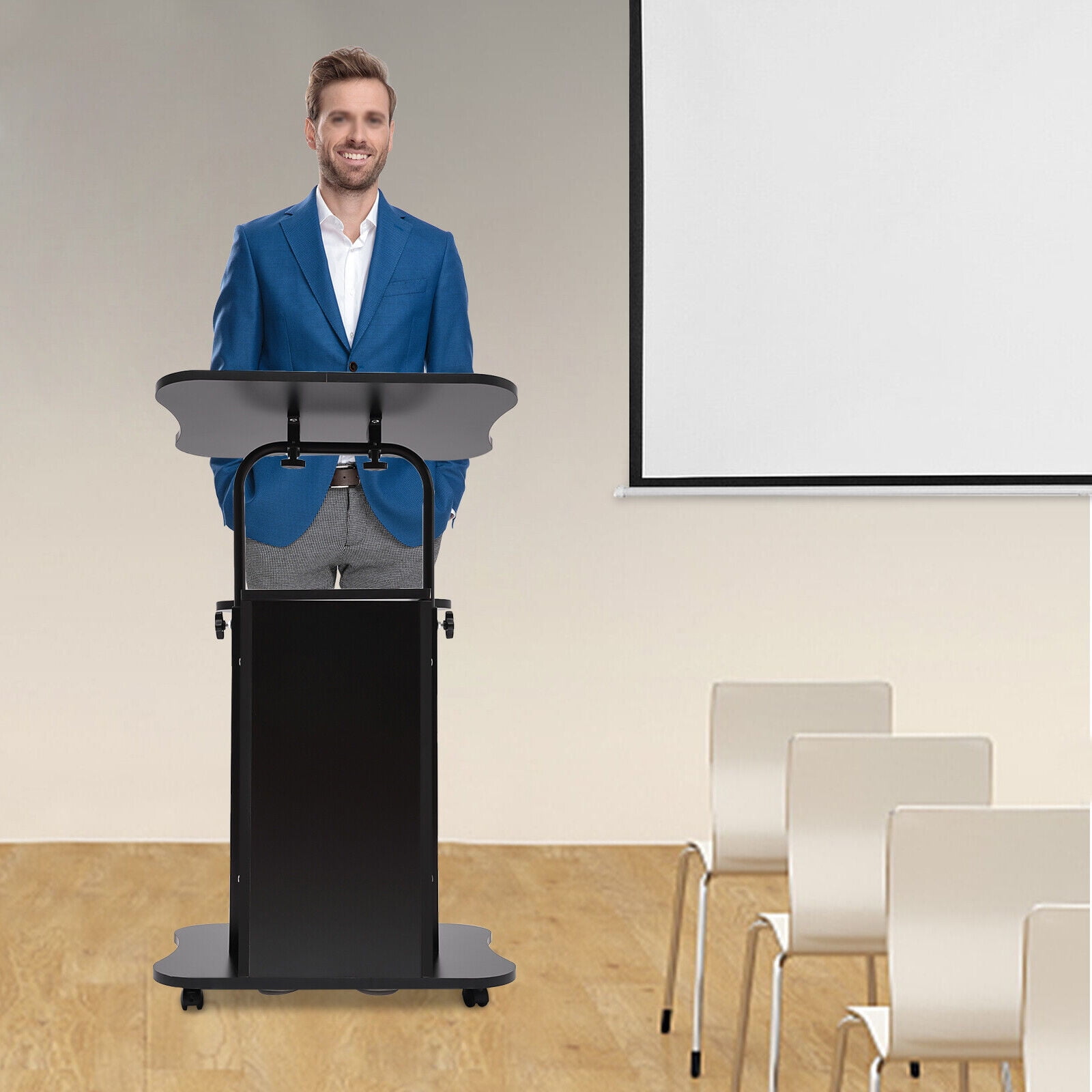 Miumaeov Mobile Laptop Podium Height Adjustable Rolling Lectern Cart ...