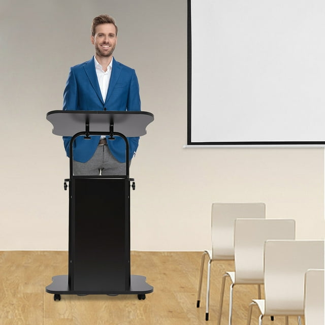 Miumaeov Mobile Laptop Podium Height Adjustable Rolling Lectern Cart ...