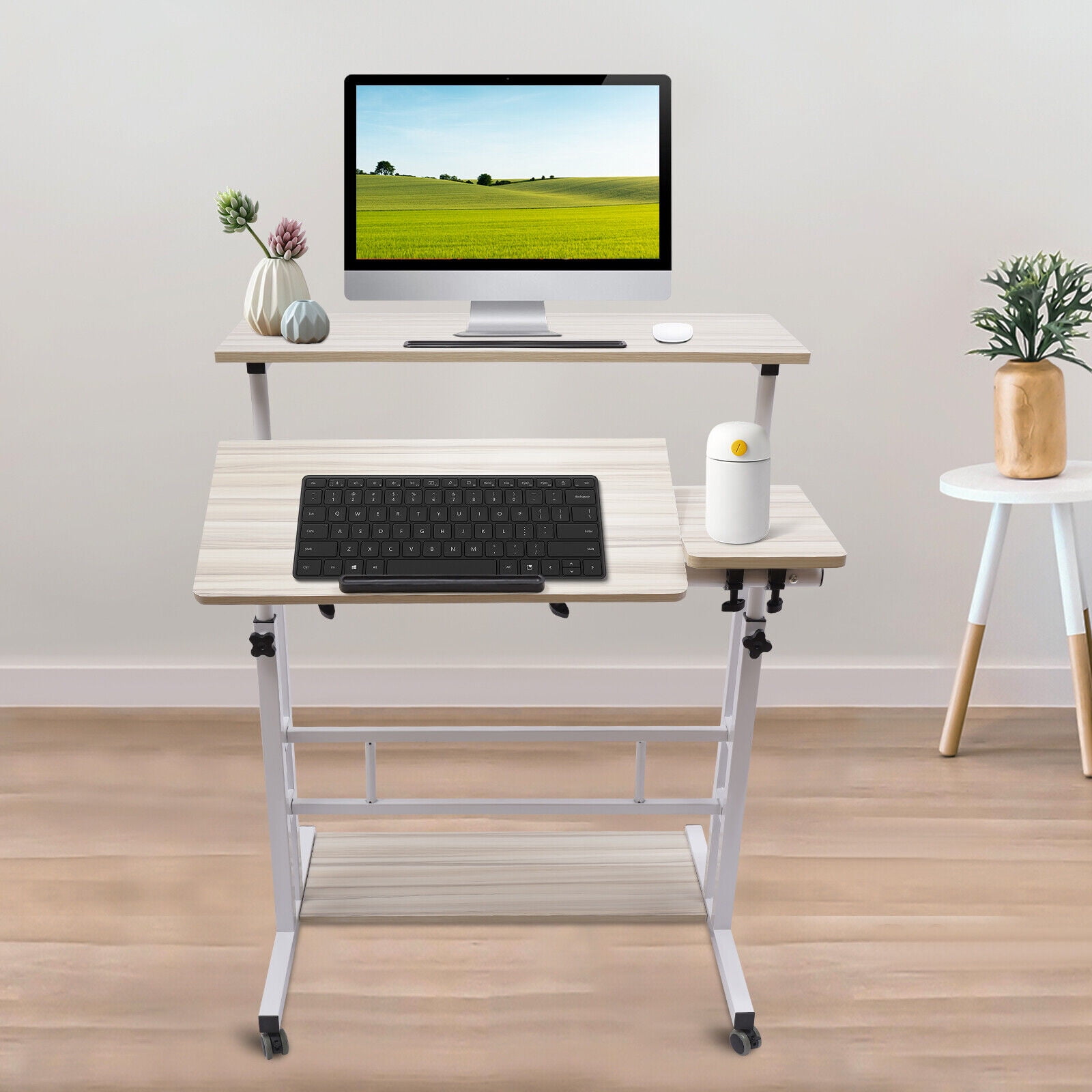Miumaeov Mobile Stand-Up Desk Adjustable Laptop Desk with Wheels ...