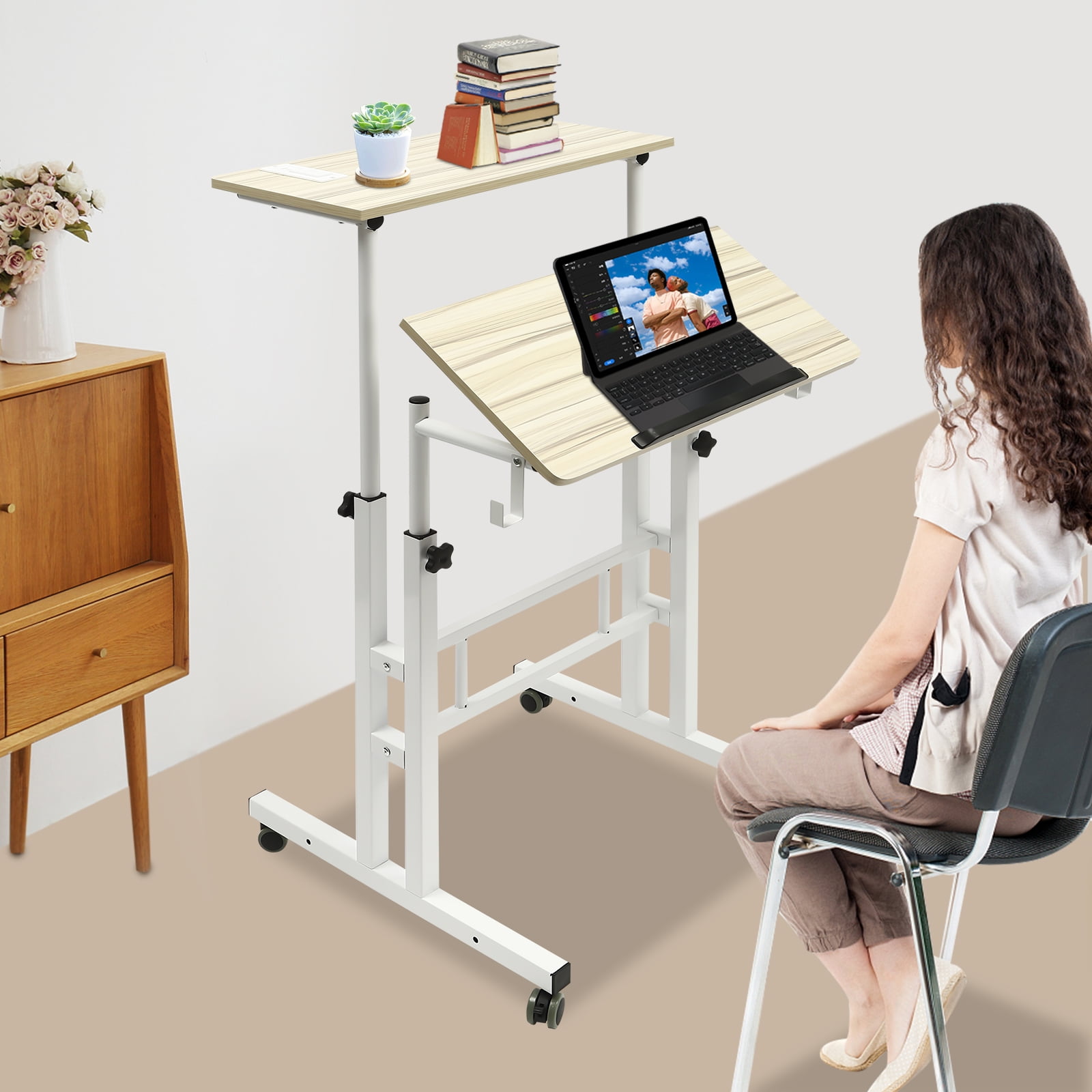 Miumaeov Mobile Stand Up Desk with Height Adjustable Standing Desk with ...
