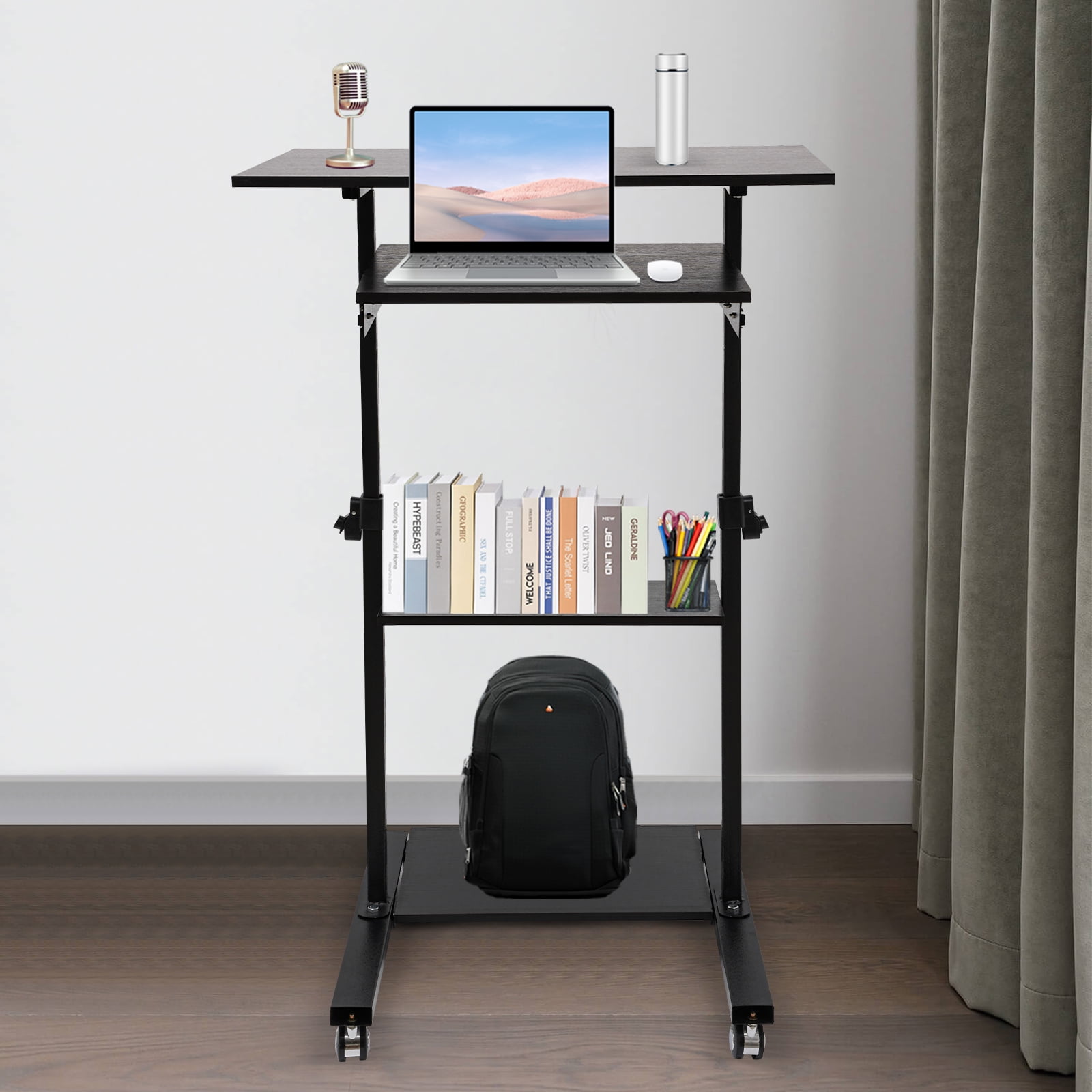 Miumaeov Mobile Standing Desk with Adjustable Height Rolling Computer ...