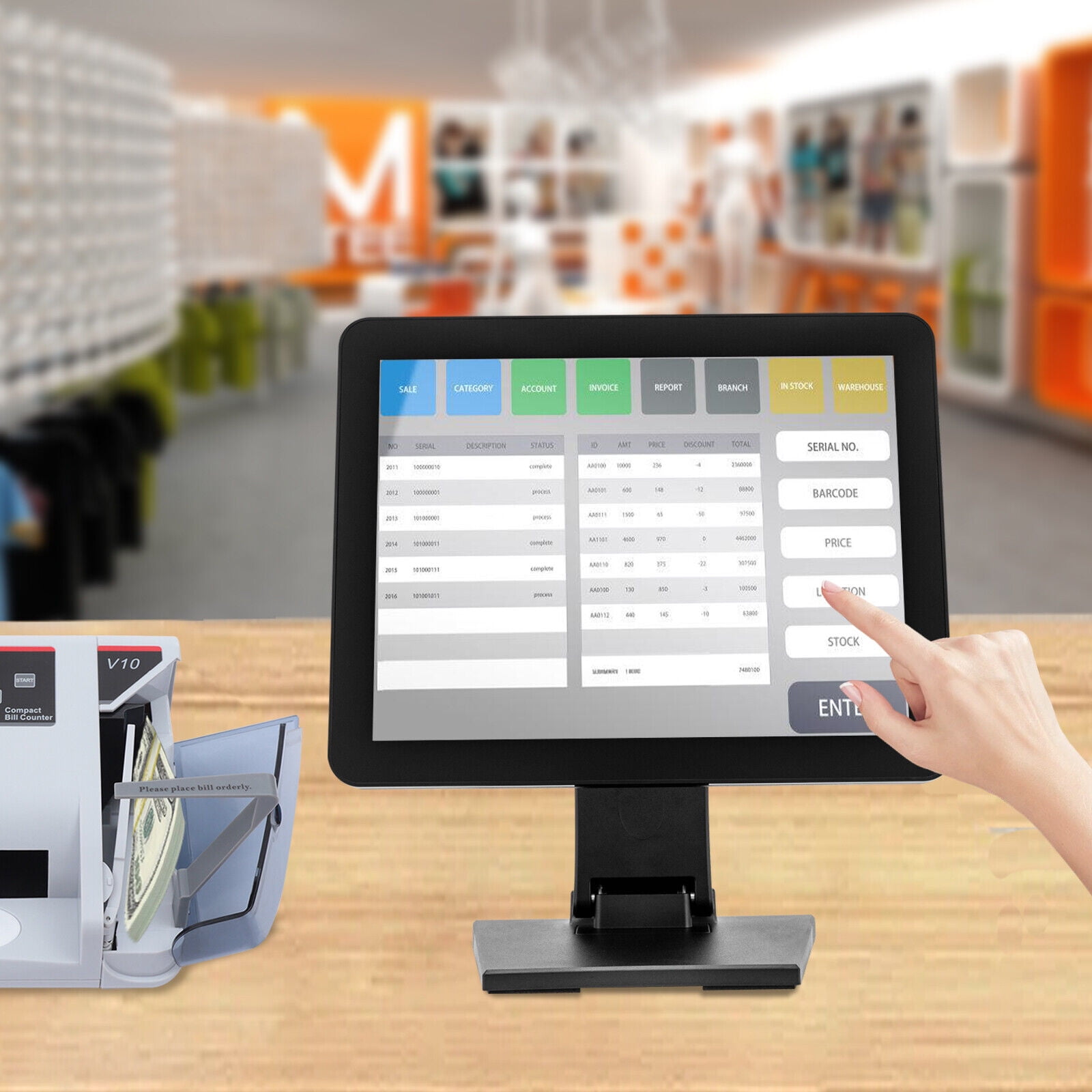 Miumaeov Mobile Tablet POS Cash Register with 15" Touch Screen for ...