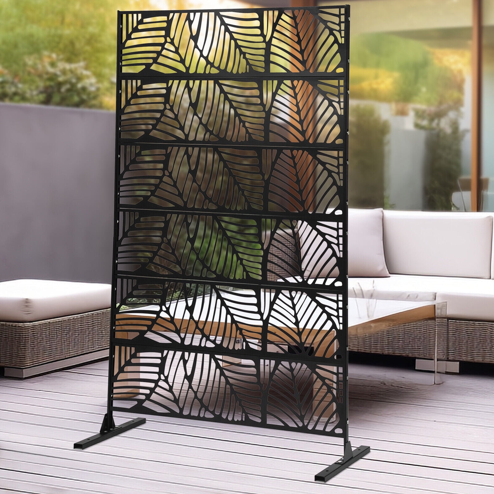 Miumaeov Modern Black Decorative Wall Metal Fence Free Standing Privacy ...