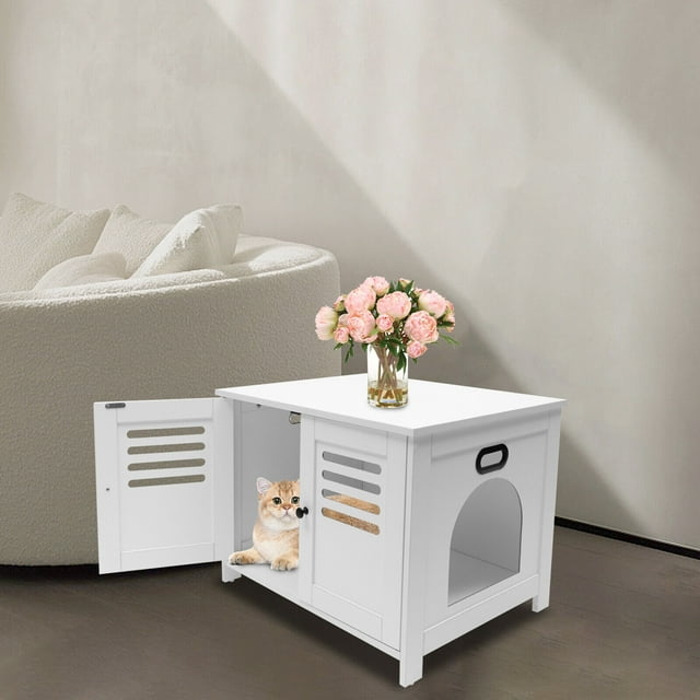Miumaeov Modern Cat Litter Box Enclosure Wooden Cat House Storage ...