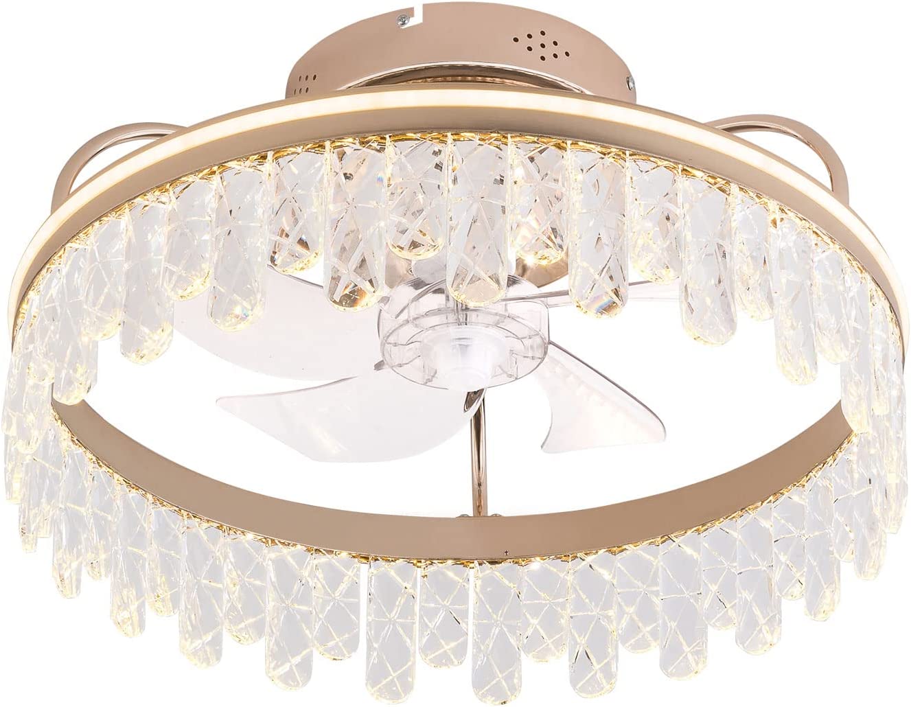 Miumaeov Modern Ceiling Fan Light LED Dimmable Flush Mount Lamp 6-Speed ...