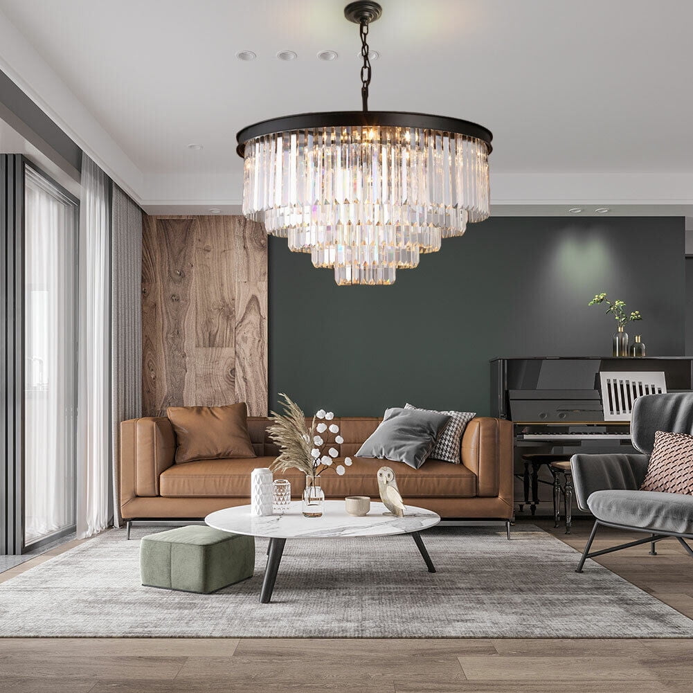 Miumaeov Modern Crystal Hanging Ceiling Light 16 Lights 5-Tier ...