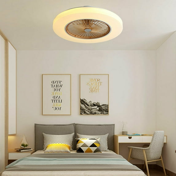 Miumaeov Modern Invisible Ceiling Fan with LED Light Remote Control 3 ...